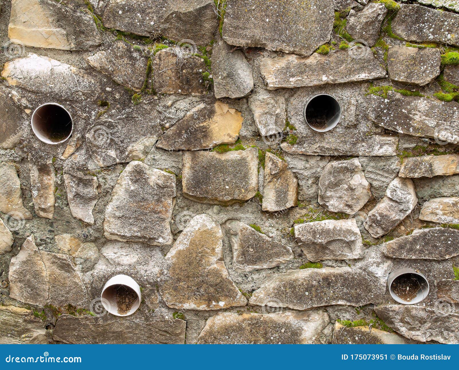 Stone Wall with Four Ventilation Openings Texture or Background Stock ...