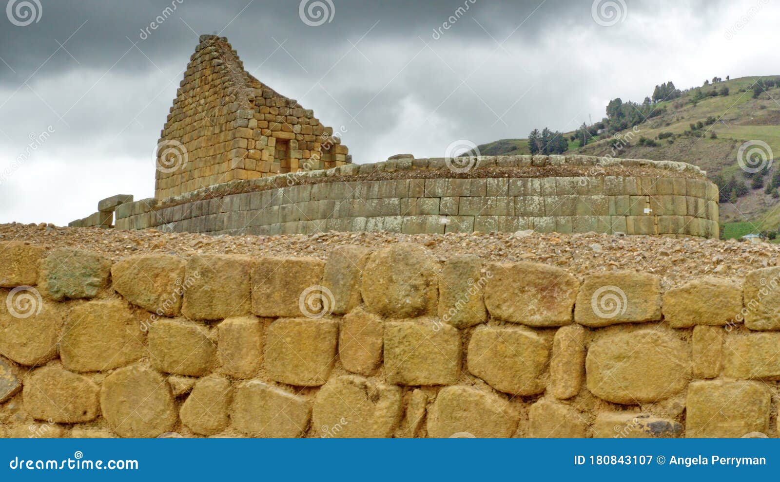 Stone Wall in Front of the Temple of the Sun at Ingapirca Stock Image ...