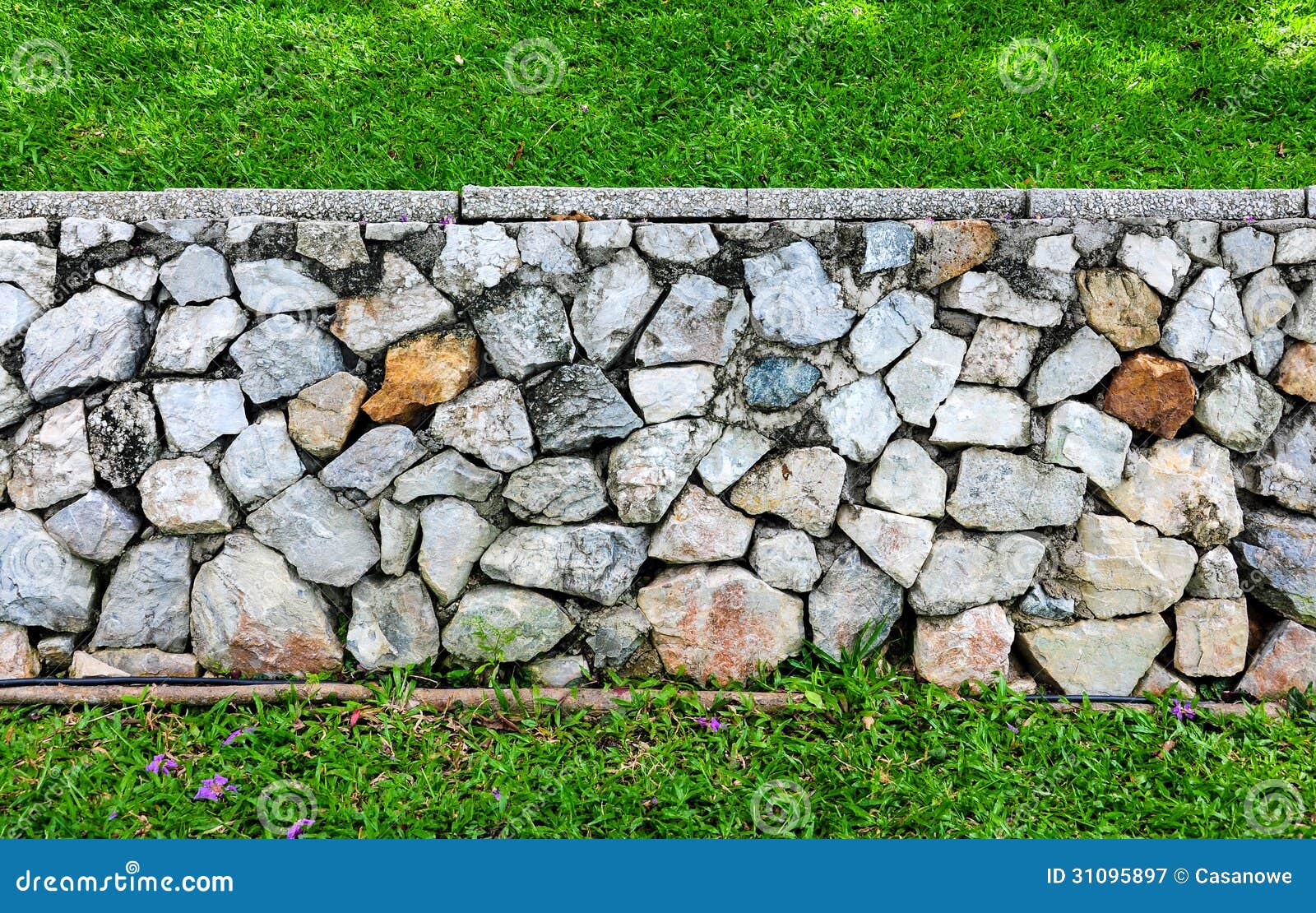 Stone Wall and Grass Texture Background Stock Image - Image of concrete ...