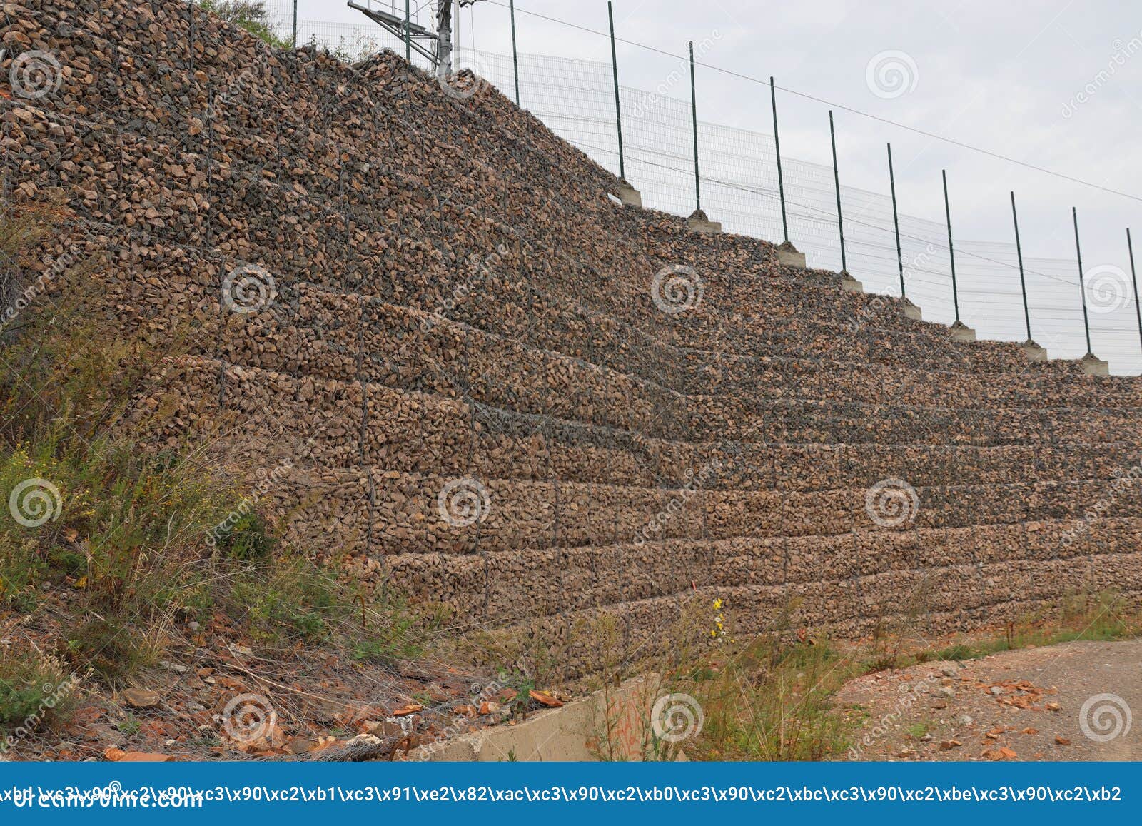 Stone Wall. Ground Reinforcement Structure. Stock Photo - Image of ...