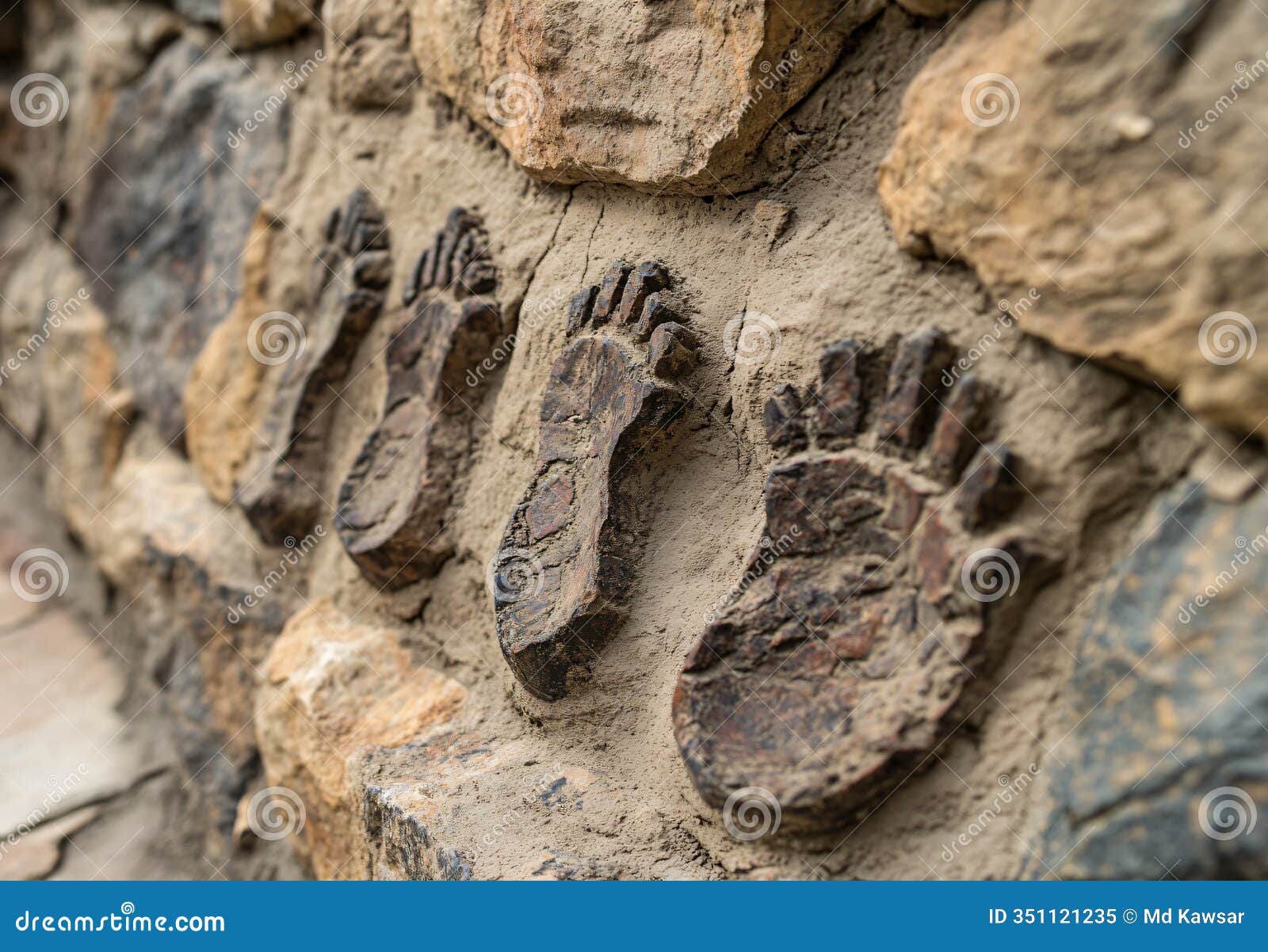 Stone Wall with Imprinted Footprints: Ancient High Quality Image Stock ...