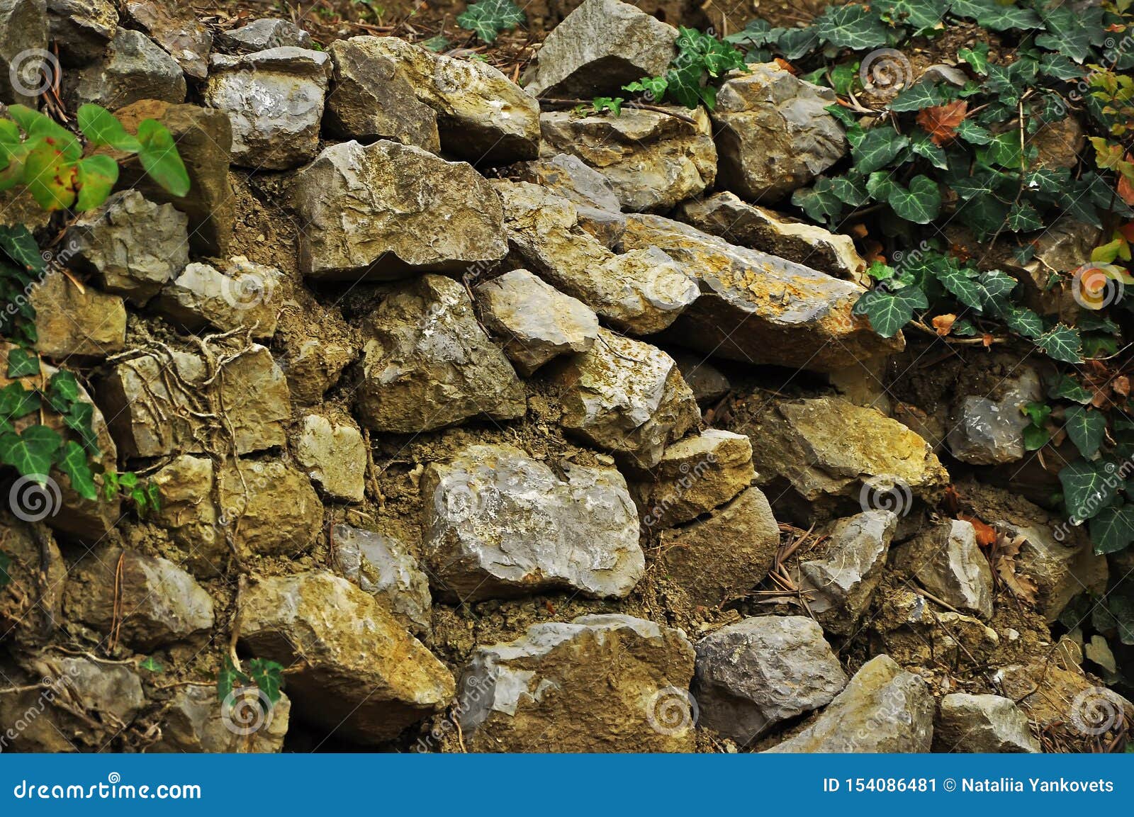 A Stone Wall of Large Sharp Stones and Ghee Stock Image - Image of ...