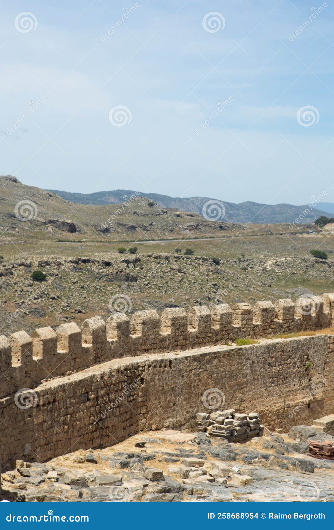 Stone Wall of Lindos Ancient Acropolis. Stock Photo - Image of ...