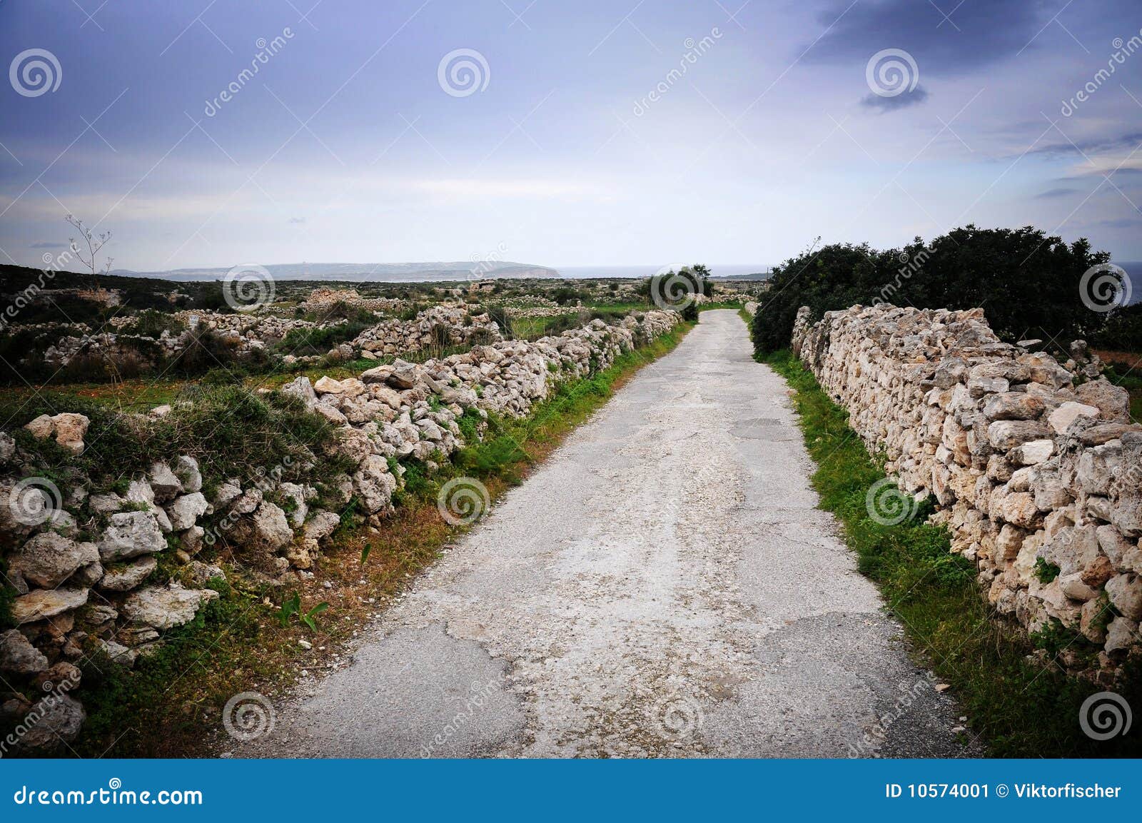 Stone Wall Lining a Country Road Stock Image - Image of gozo, island ...