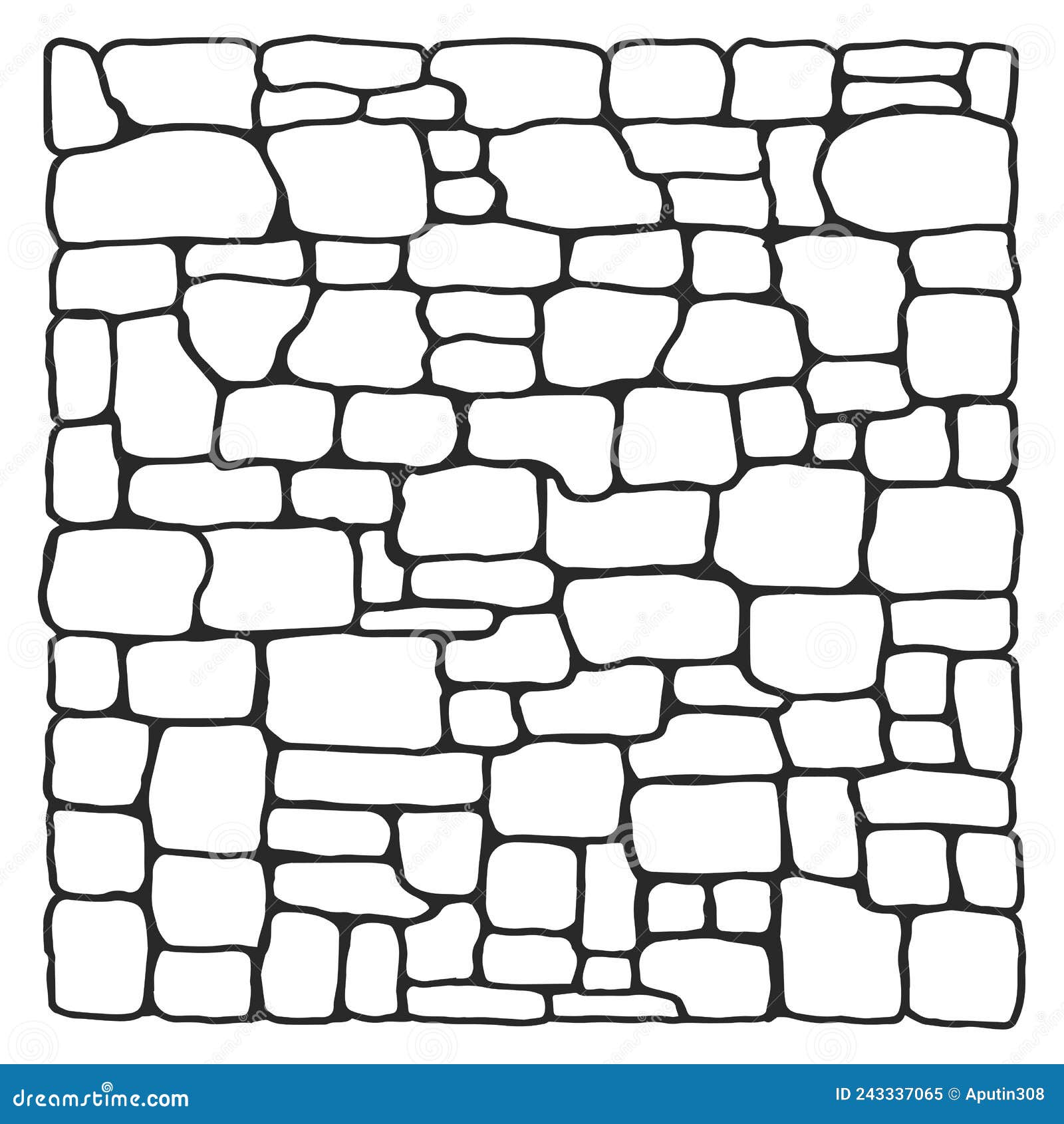 Stone Wall Made of Cobblestones Vector Isolated Stock Vector ...
