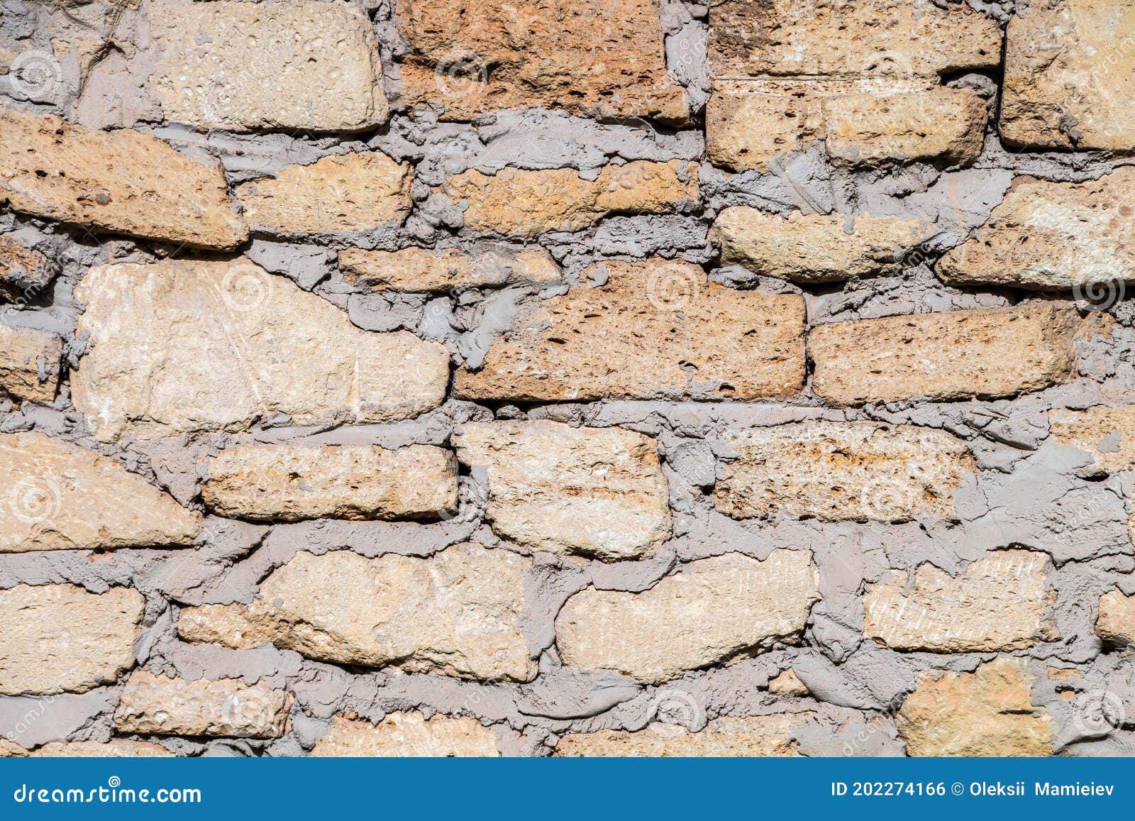 Stone Wall Masonry Rakushnyaka Sealed with Cement Mortar, Wall Texture ...