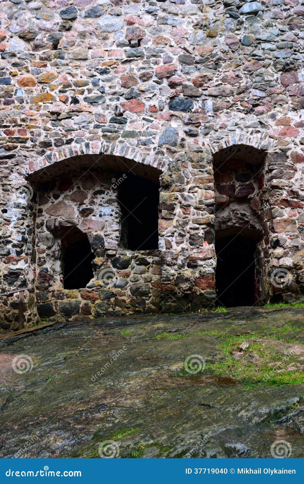 Stone Wall of a Medieval Castle Stock Photo - Image of buildings ...