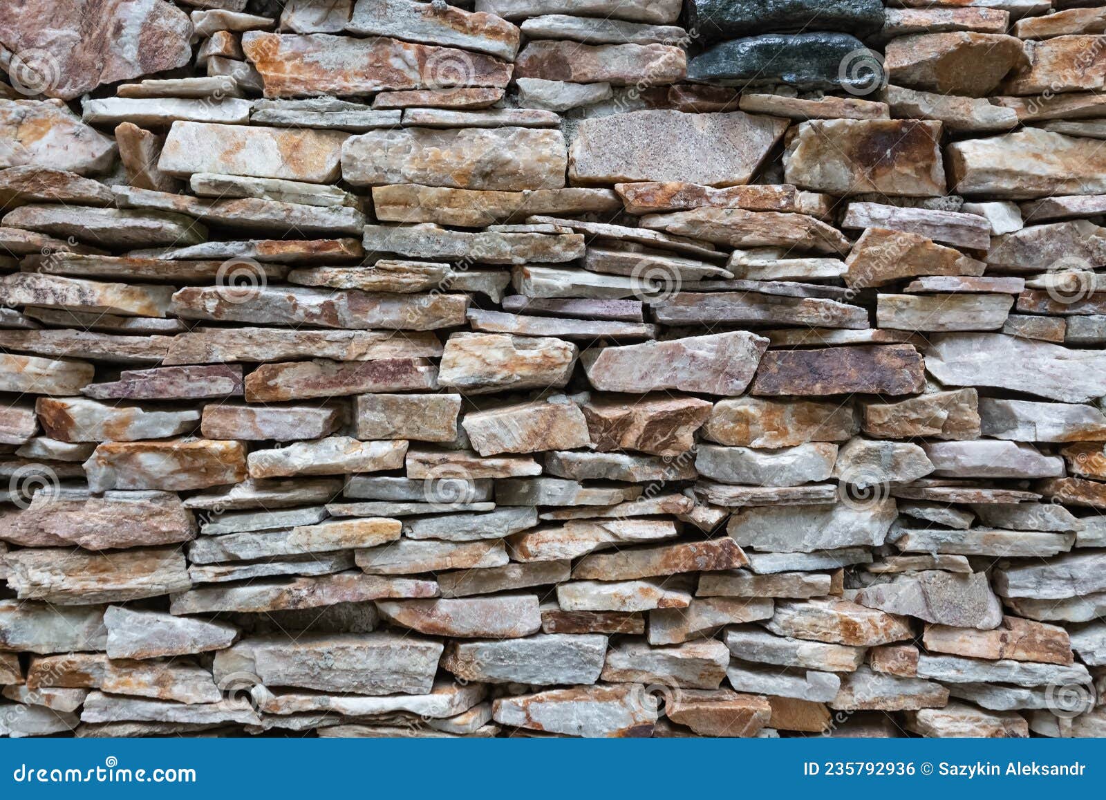Stone Wall of Natural Stones in Different Sizes. Stock Photo - Image of ...
