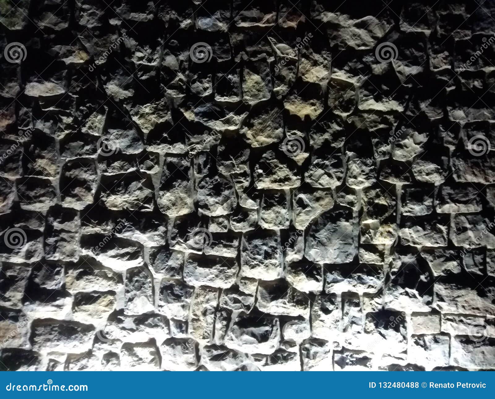 Stone wall by night stock photo. Image of stone, nice - 132480488