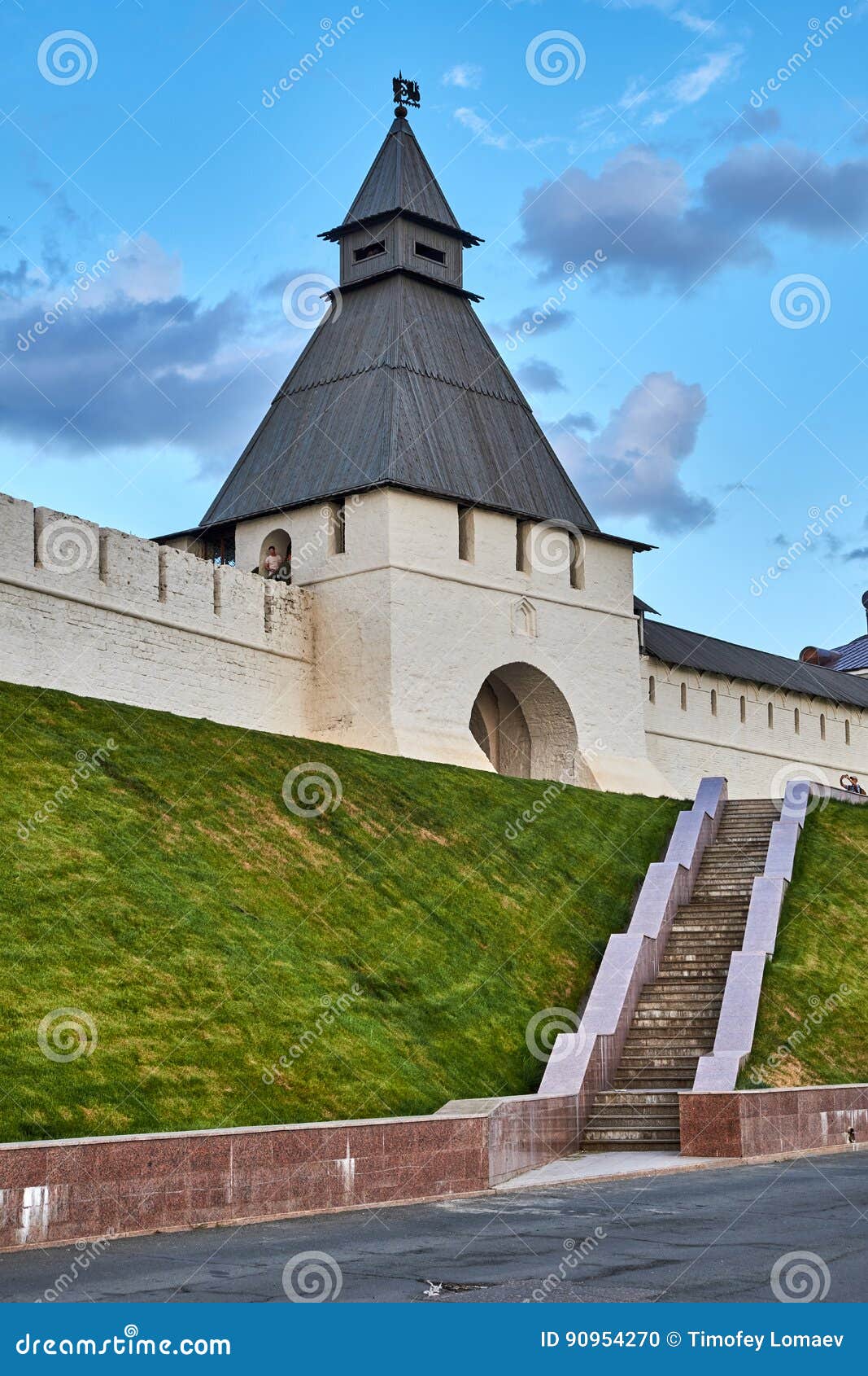 Stone Wall with Observation Tower Stock Photo - Image of architecture ...