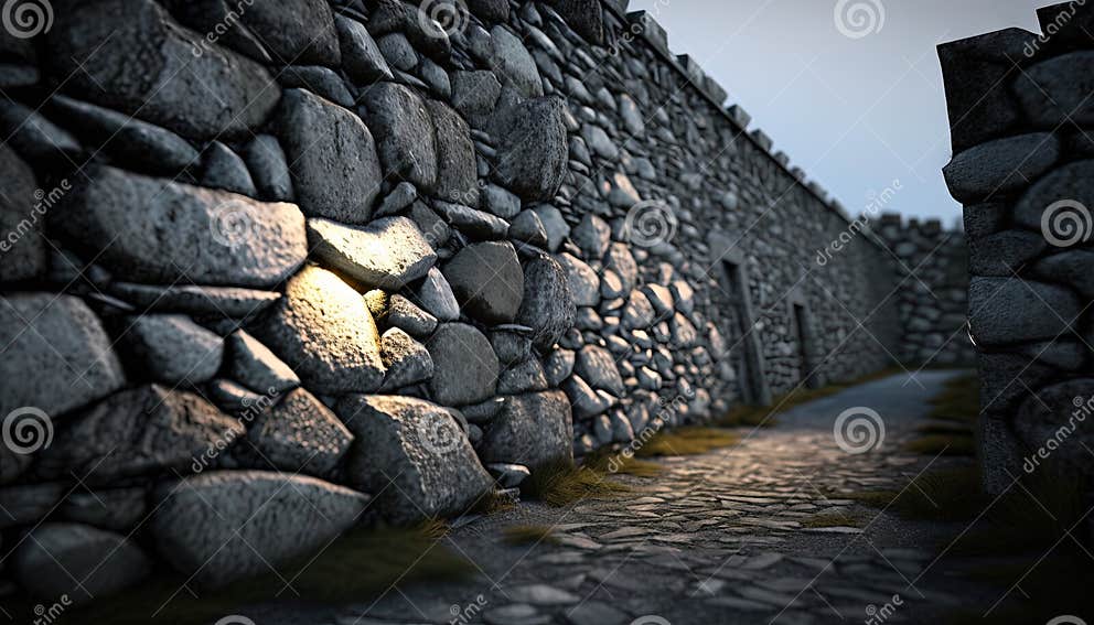 A Stone Wall with a Pathway between it and a Stone Pathway between it ...