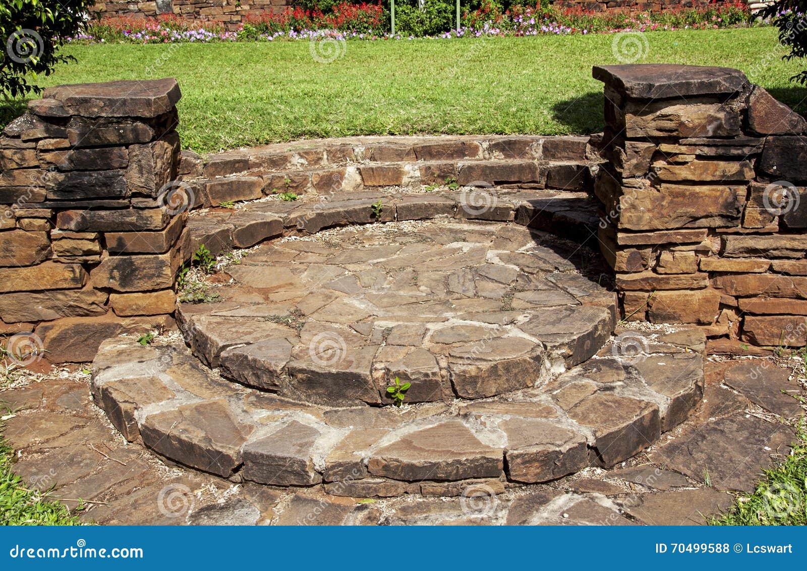 Stone Wall and Paved Pattern and Textured Walkway Stock Photo - Image ...
