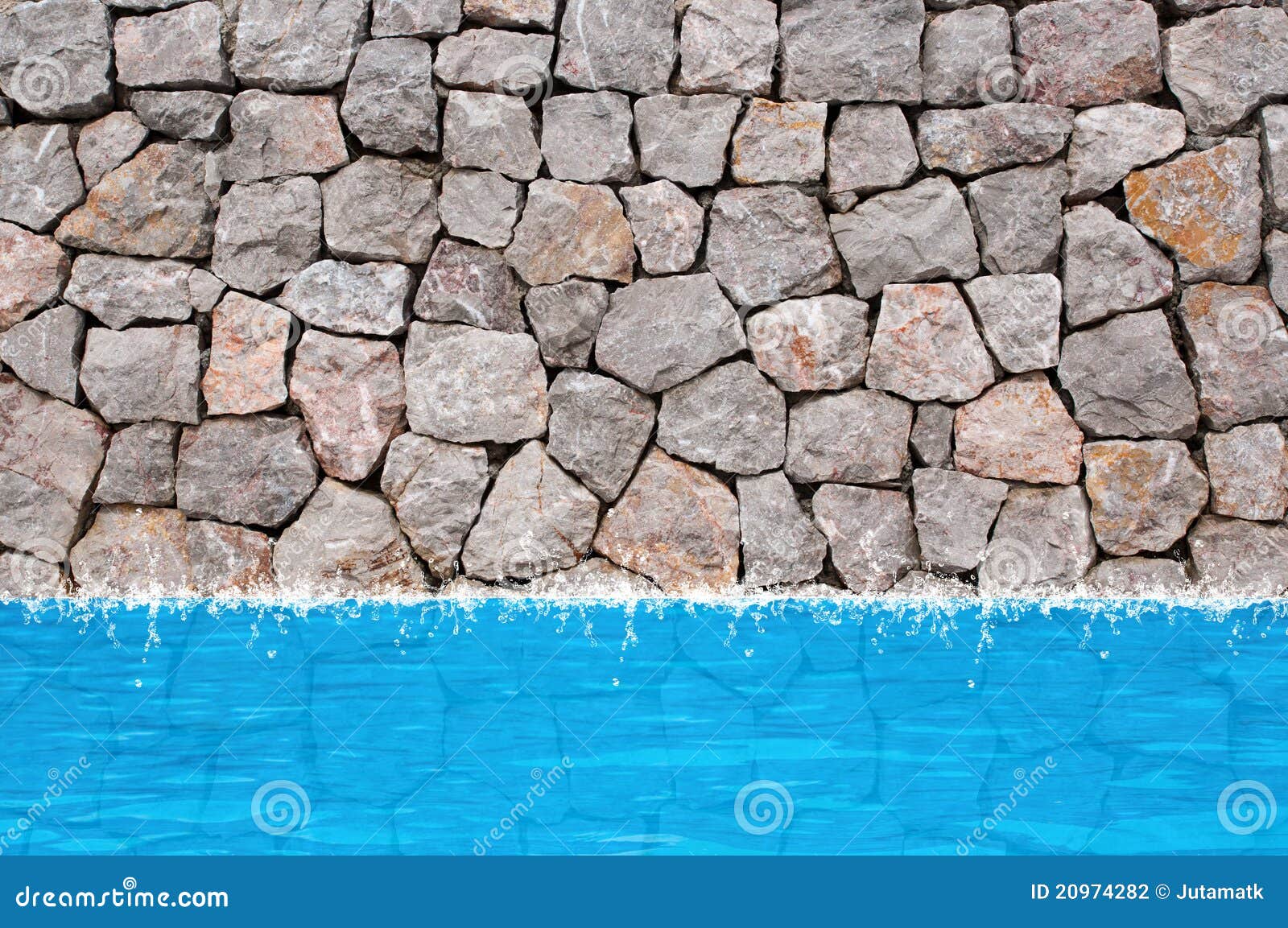 Stone wall pool ,water stock photo. Image of block, feature - 20974282