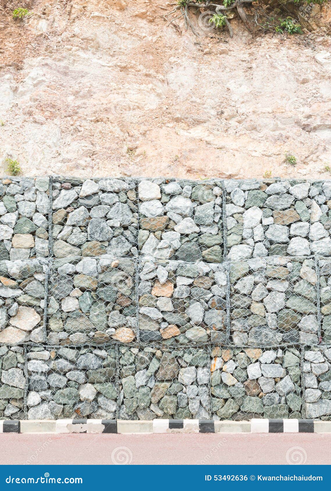 Stone Wall - for Protect Rock Fall Down and Erosion from Hill. Stock ...