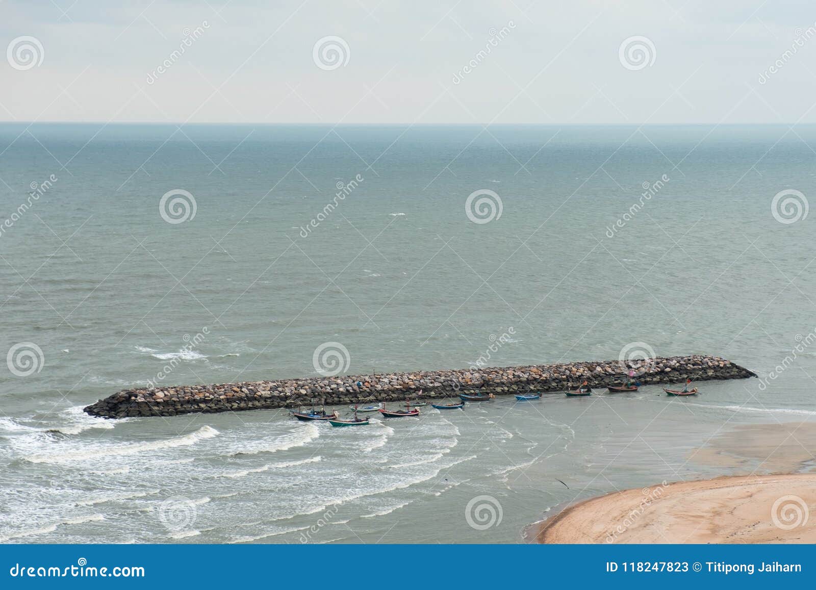 Stone Wall Protect Wave in the Sea Stock Image - Image of blocks ...