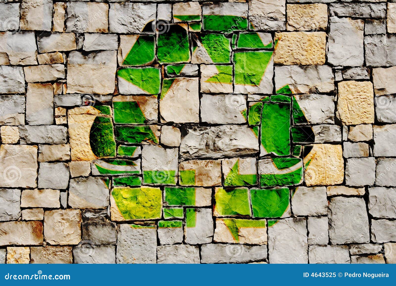 Stone Wall with Recycle Symbol Stock Illustration - Illustration of ...