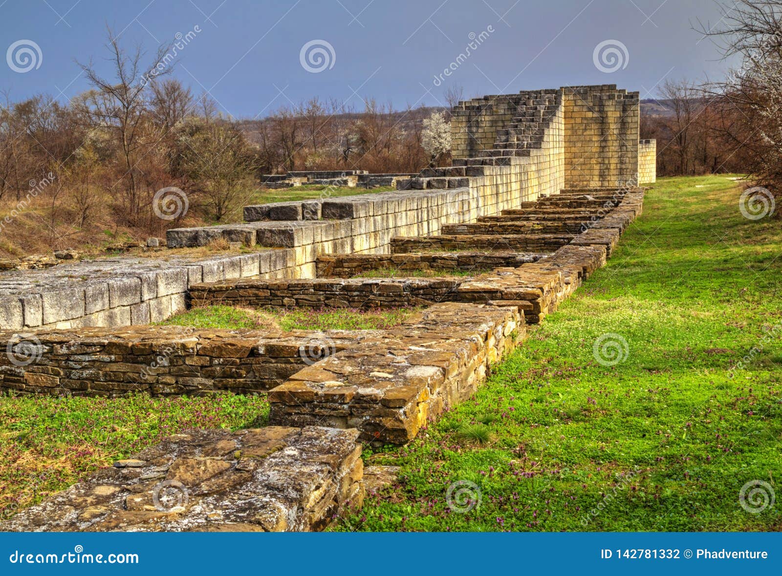 Stone Wall and Ruins of Ancient Fortress Stock Photo - Image of ...
