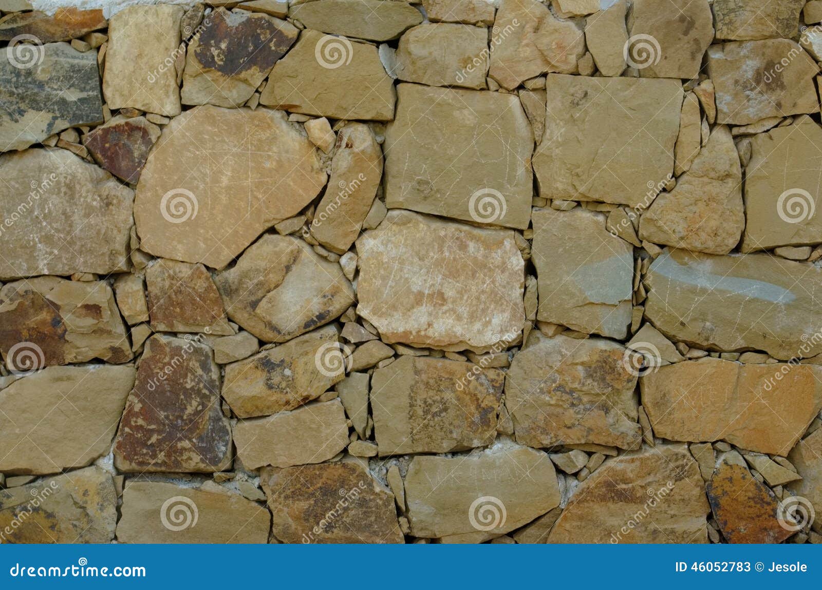 Stone Wall in Beige, Sand Color Stock Image - Image of brick, fence ...