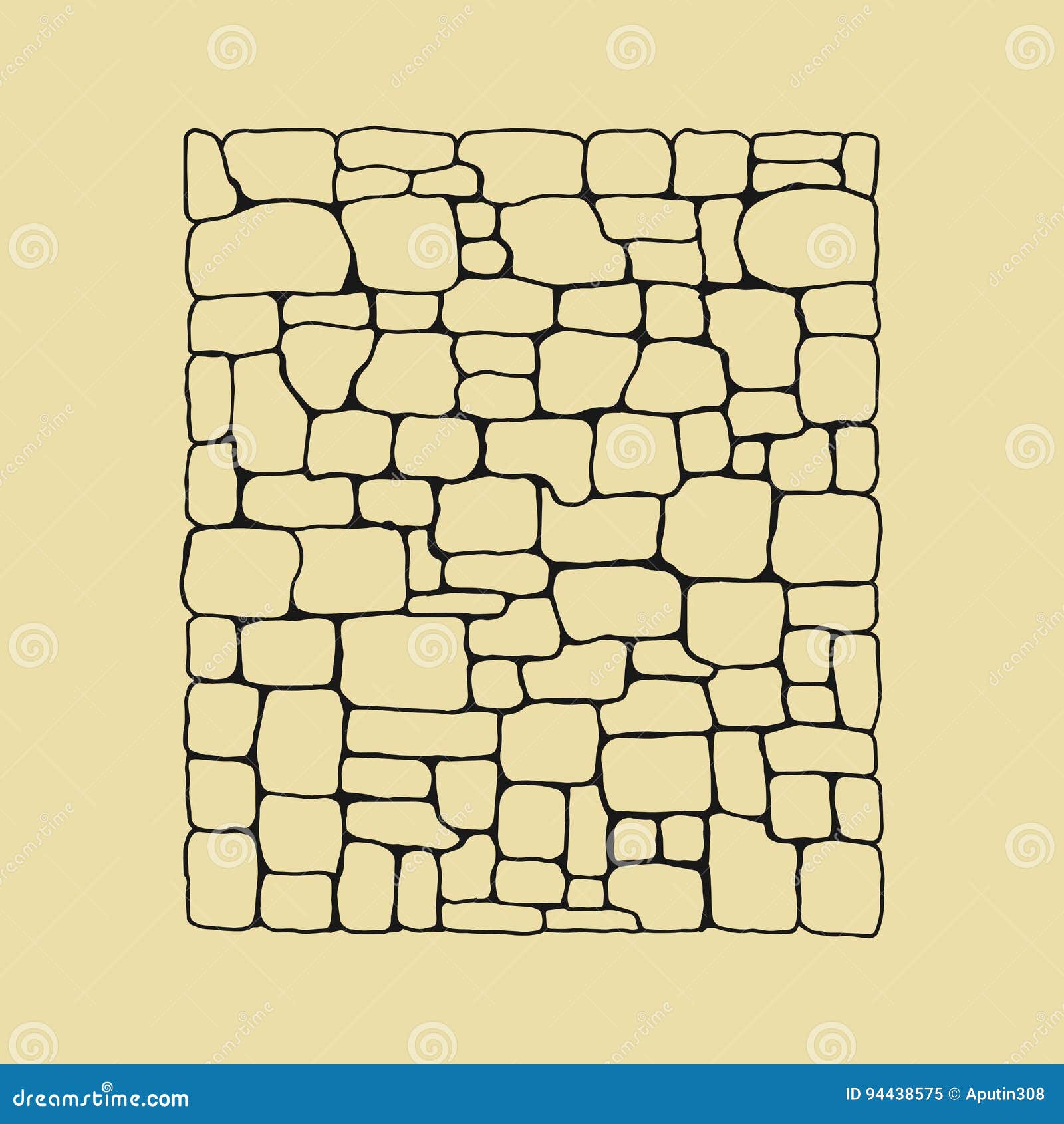 Stone Wall Sketch. Hand Drawing Vector Illustration Stock Vector ...