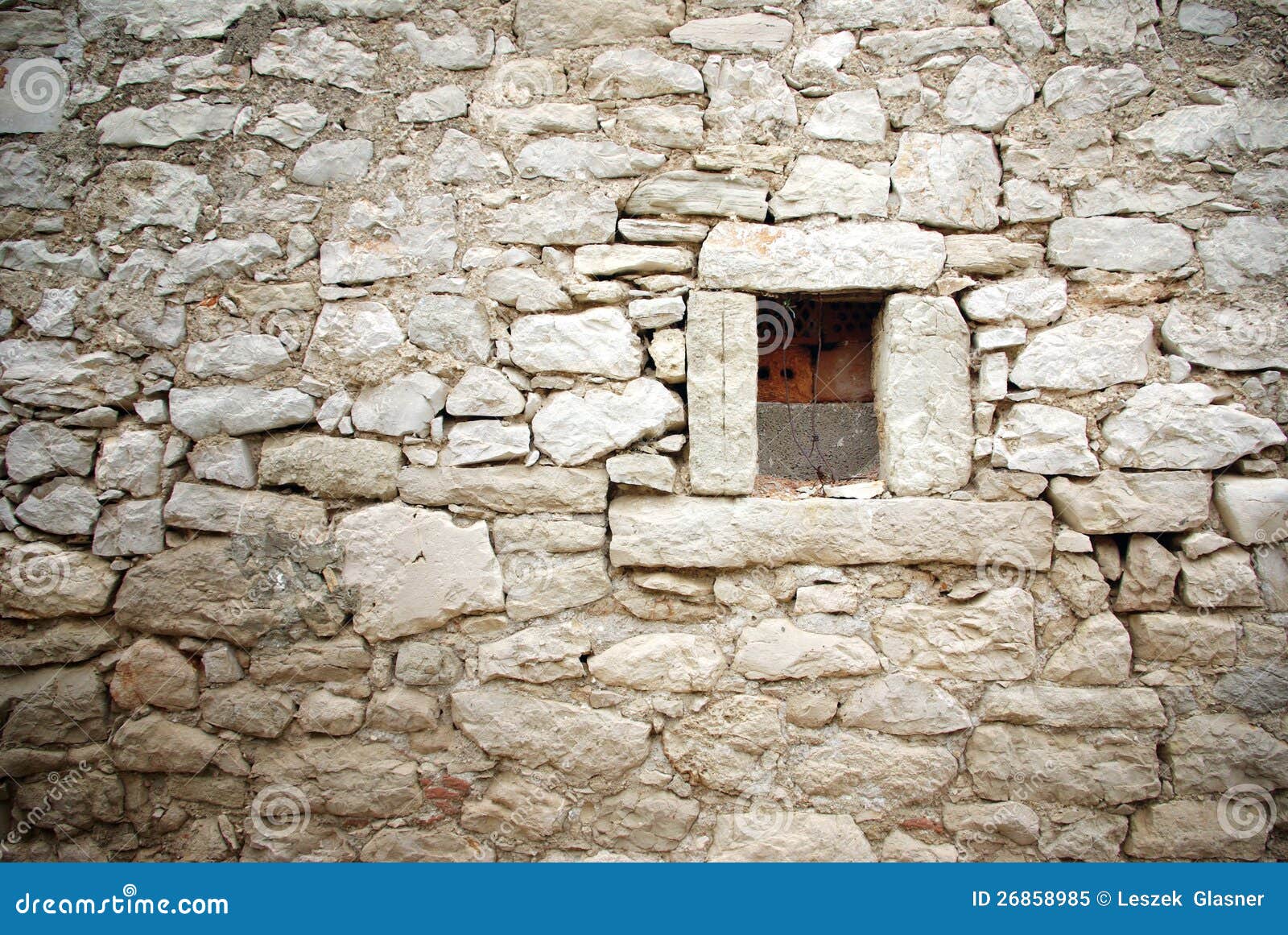 Stone Wall with Small Window Texture Background Stock Image - Image of ...