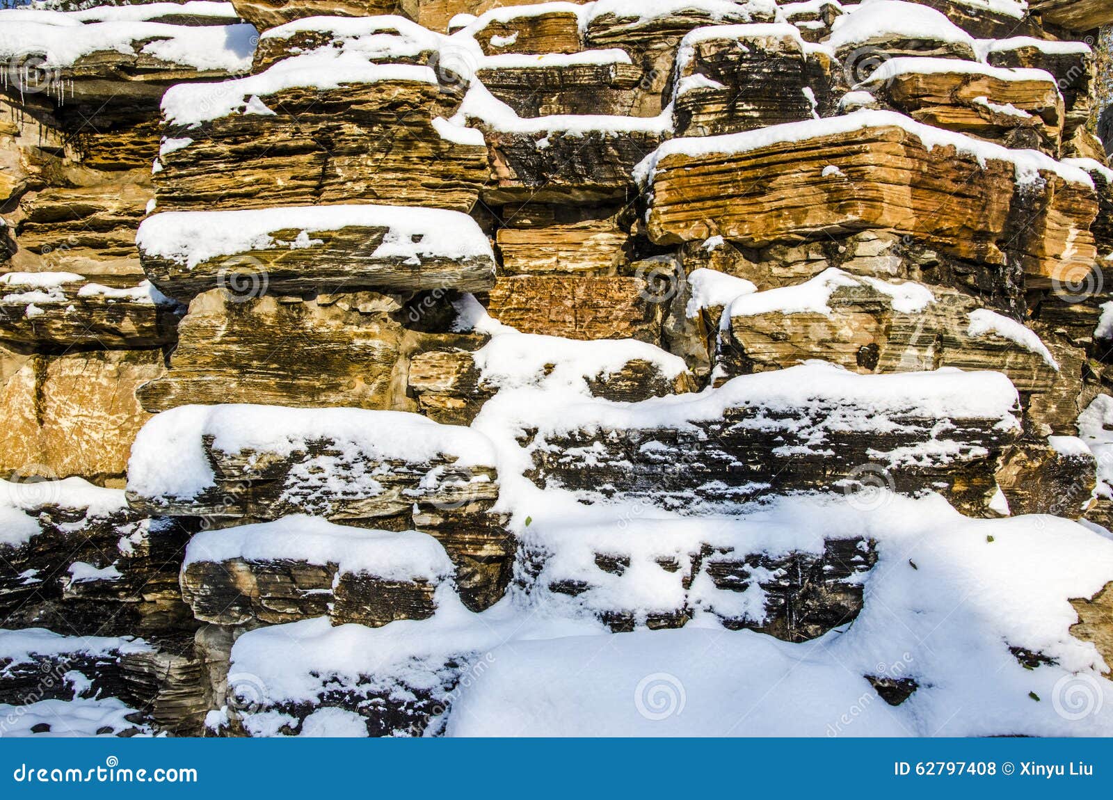 The Stone wall with Snow stock photo. Image of wall, snow - 62797408