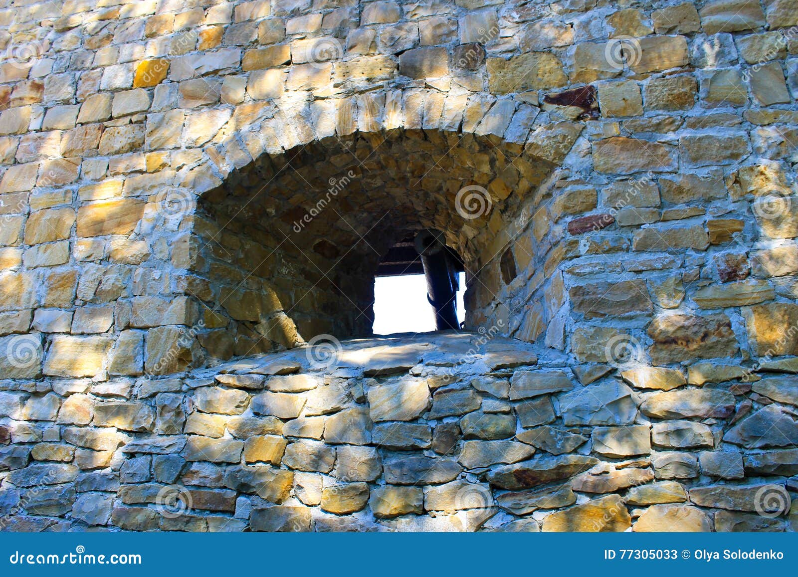 Embrasure In Old Gray Stone Wall Royalty-Free Stock Image ...