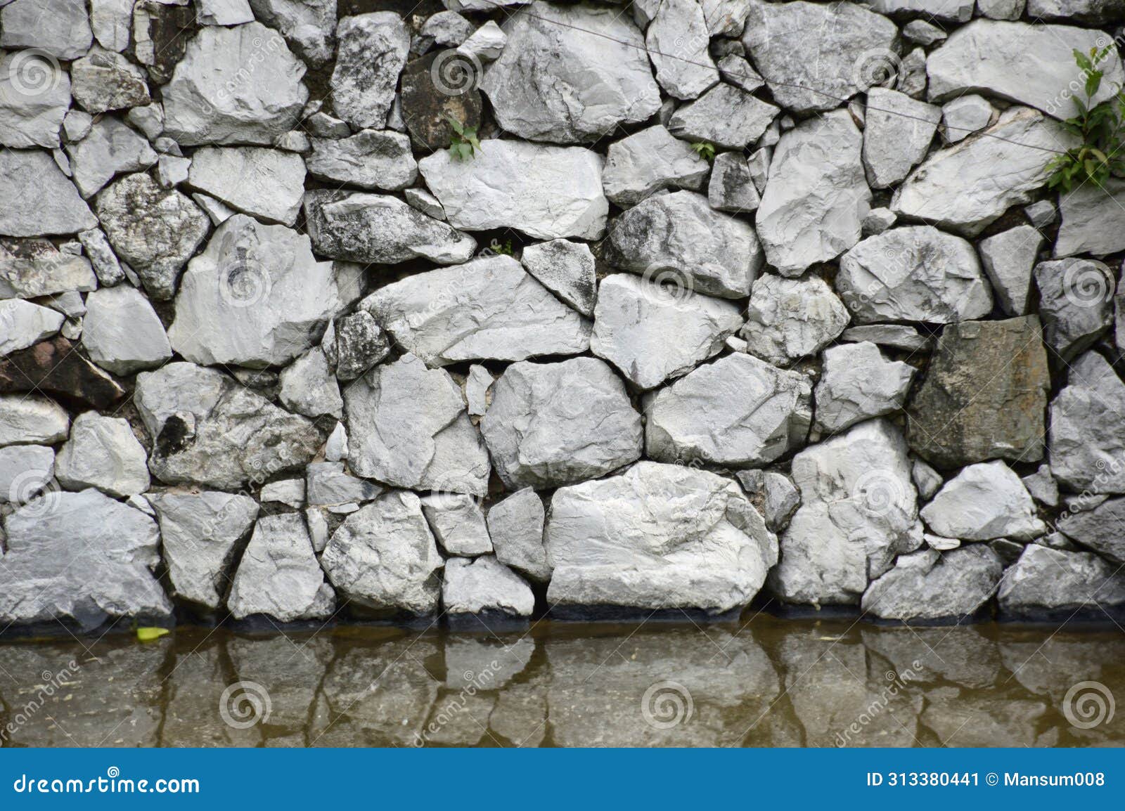Stone Wall with Water Background Stock Image - Image of closeup ...