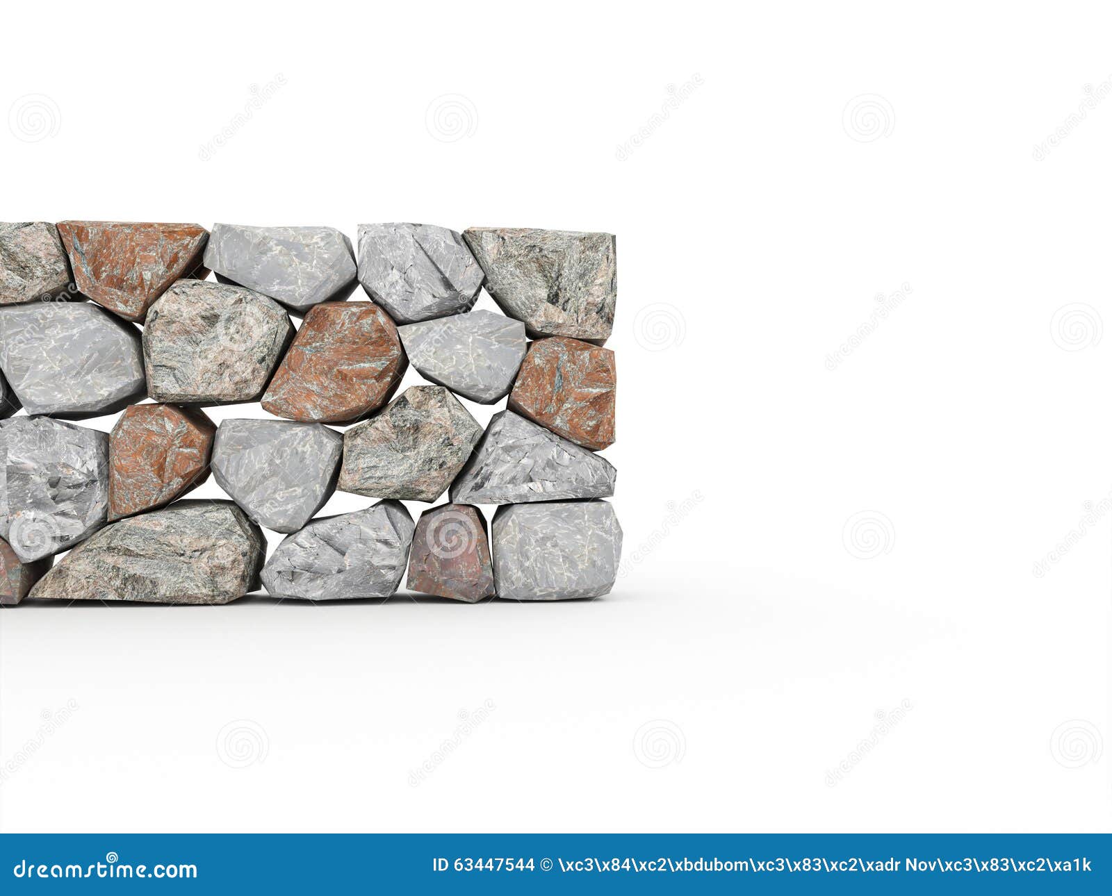 Stone wall on white stock illustration. Illustration of build - 63447544