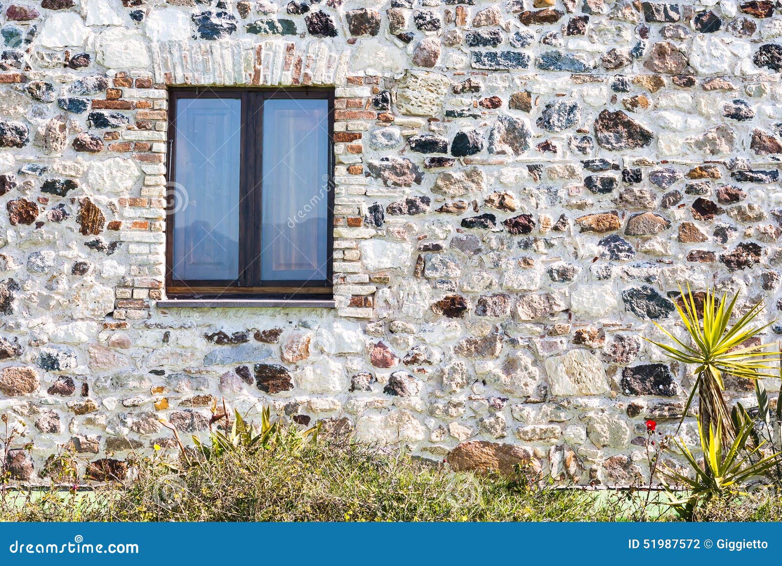 Stone wall with window stock photo. Image of view, luxury - 51987572