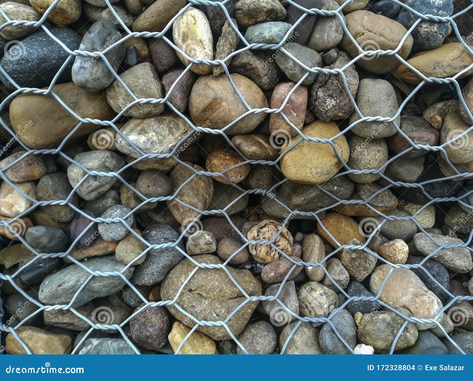 Stone Wall with Wires Close Up Stock Photo - Image of mesh, floor ...