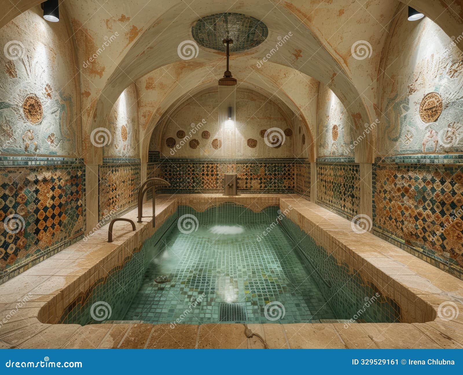 Stone-walled Shower Area with Arched Architecture Design Stock ...