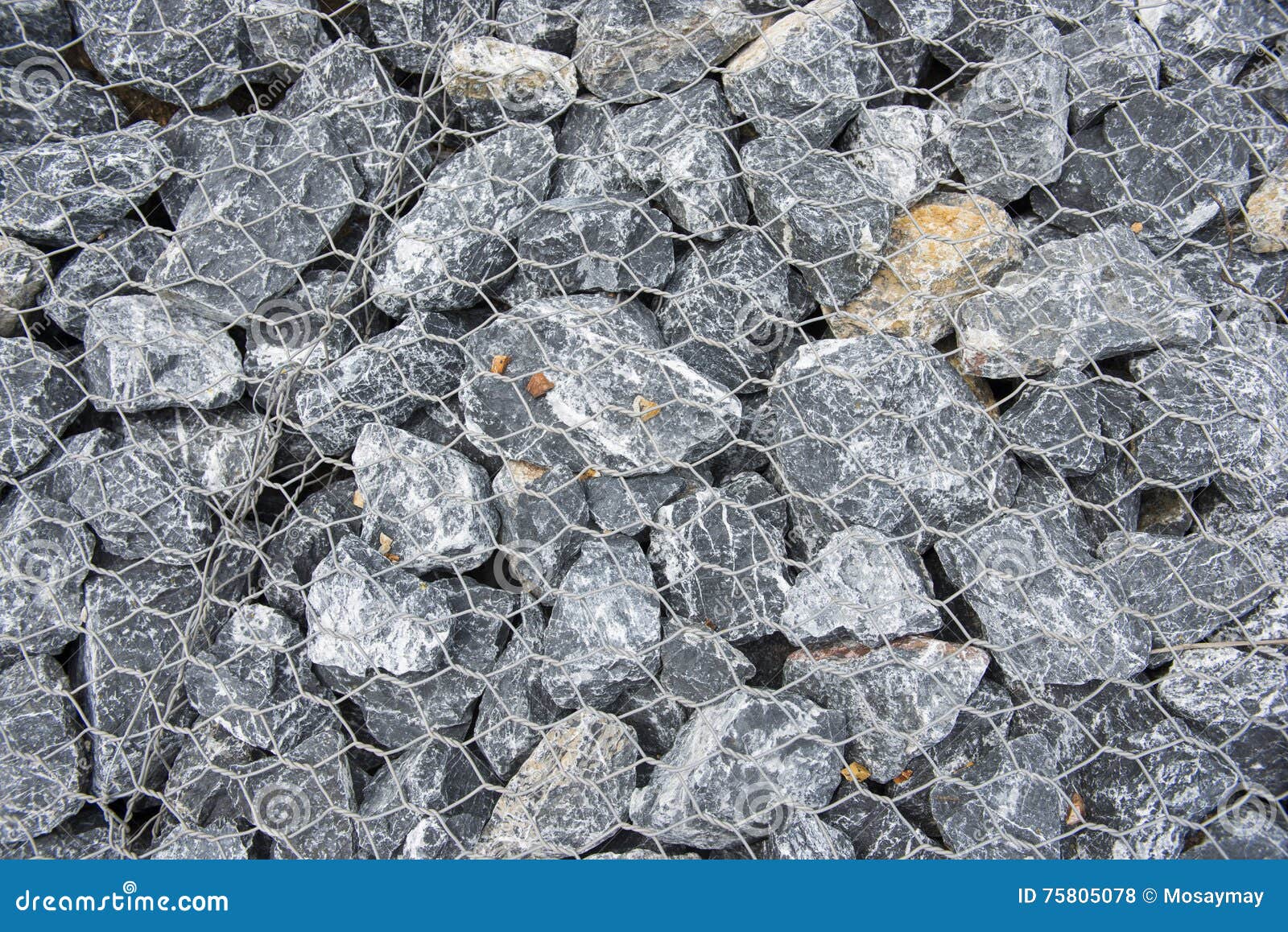 Stone Walls in Net Prevent Landslides Stock Photo - Image of build ...