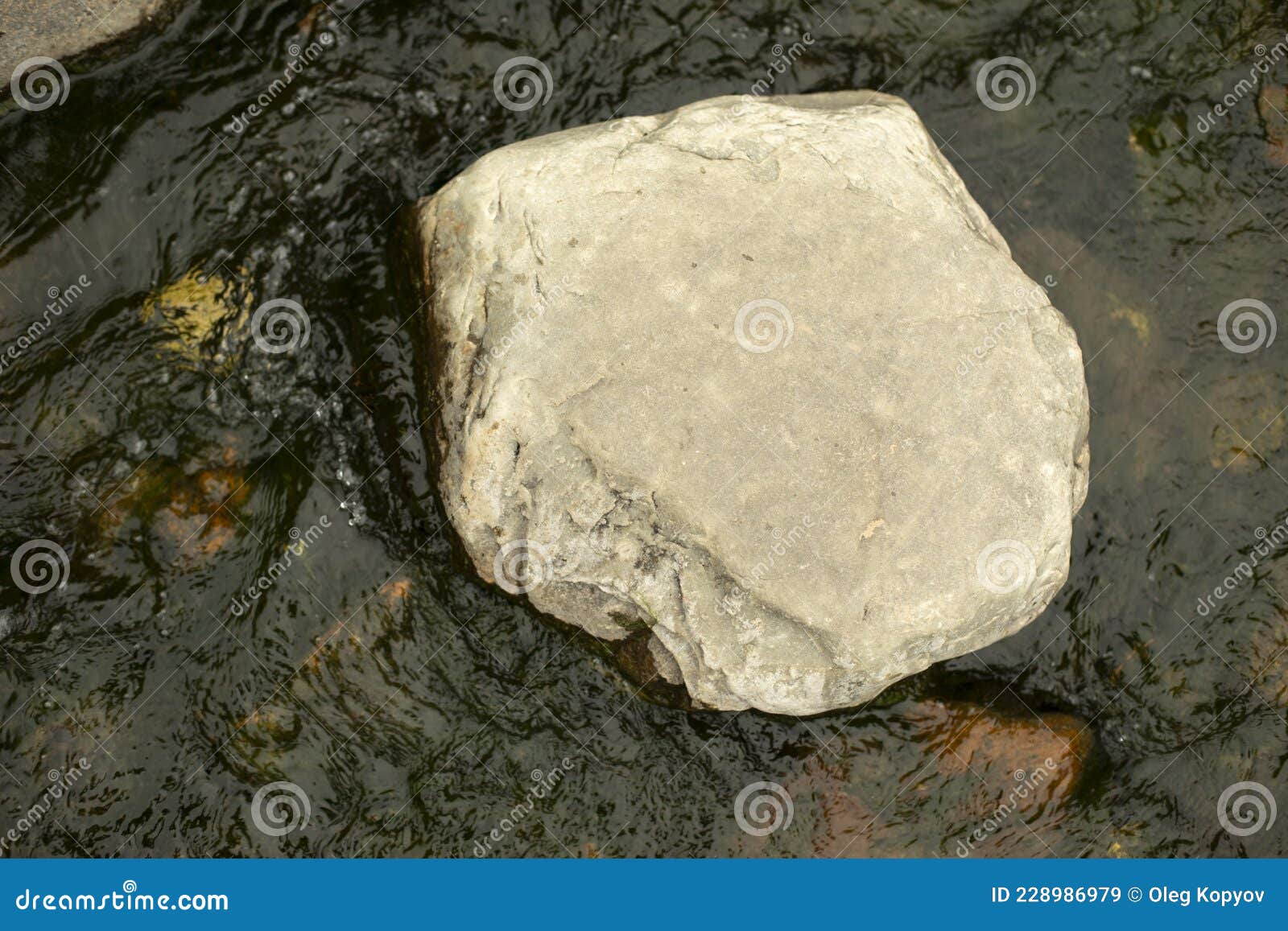 Stone in the Water. Stone in the Middle of the Stream Stock Image ...