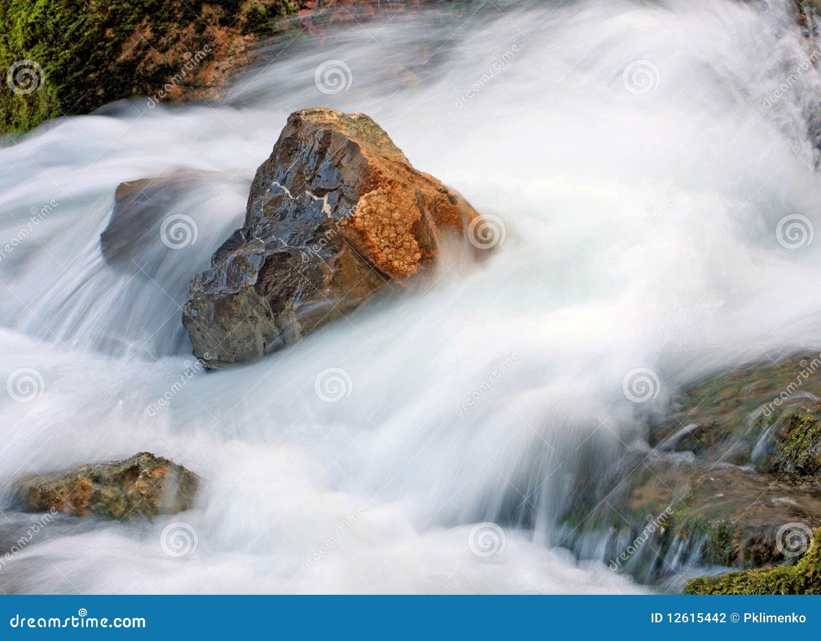 Stone in waterfall stream stock photo. Image of waterfall - 12615442