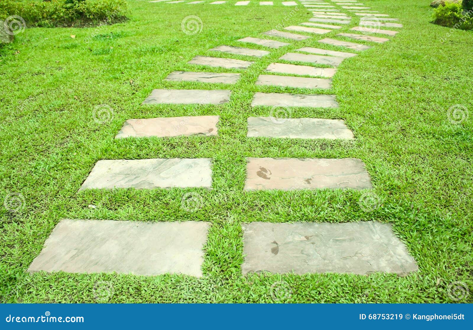 Stone way in green grass stock image. Image of outside - 68753219