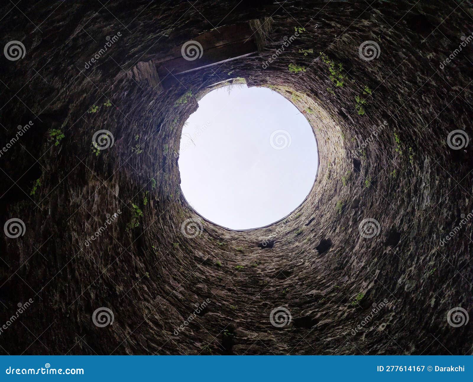 Stone Well Hole, Old Construction from Inside Stock Image - Image of ...