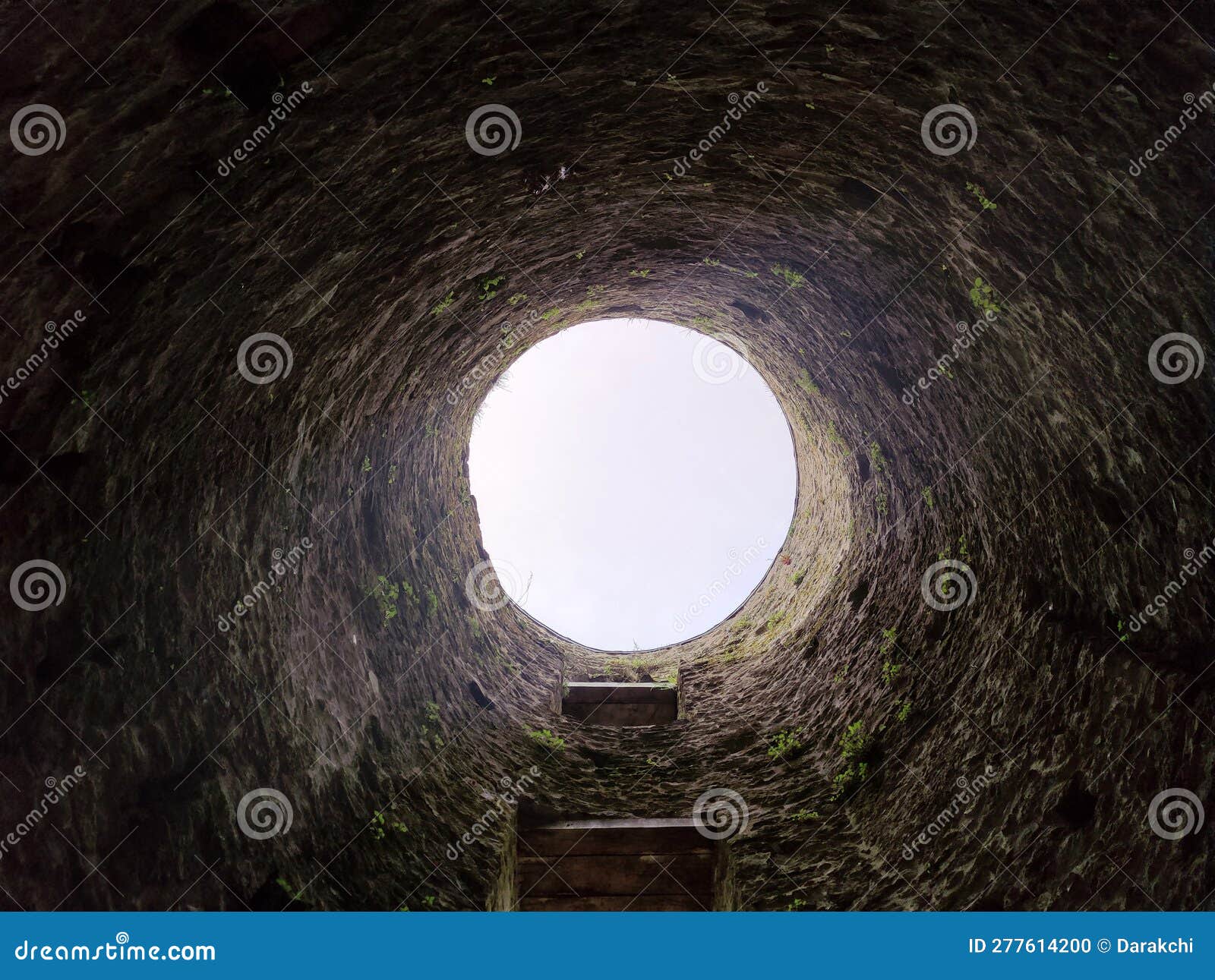 Stone Well Hole, Old Construction from Inside, Fall Down in the Well ...