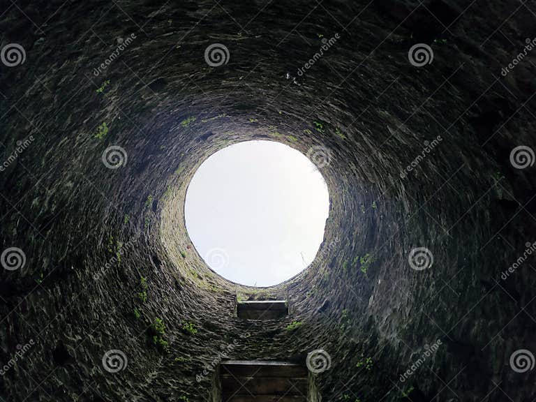 Stone Well Hole, Old Construction from Inside, Fall Down in the Well ...