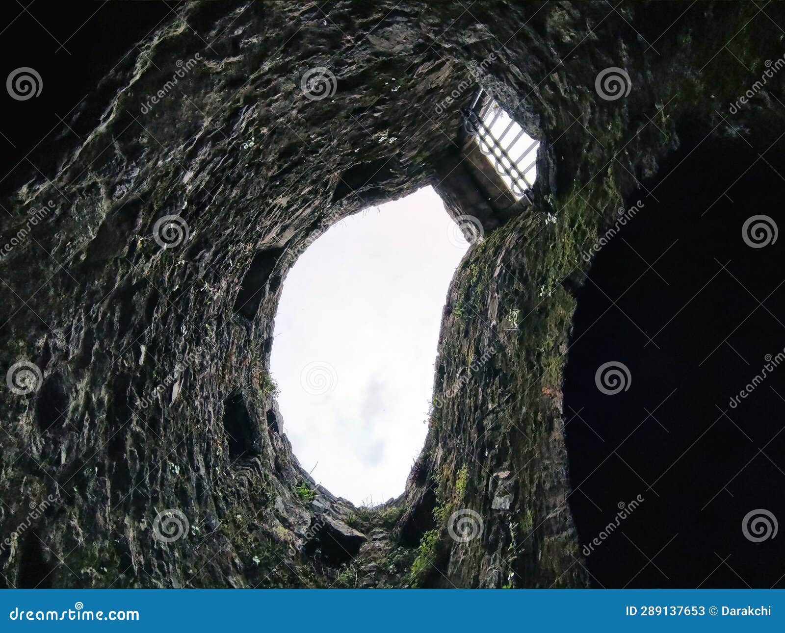 Stone Well Hole, Old Construction from Inside, Fall Down in the Well ...
