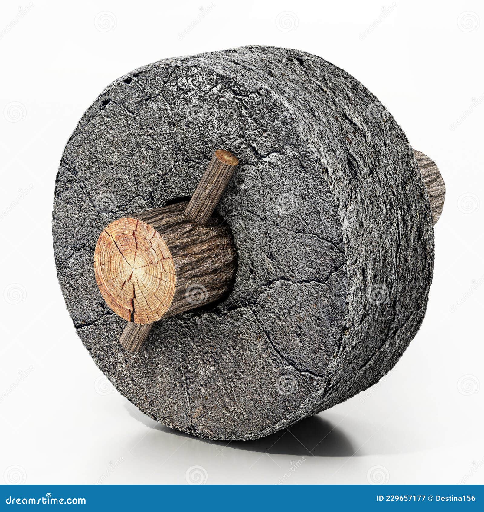 Stone Wheel Isolated on White Background. 3D Illustration Stock ...