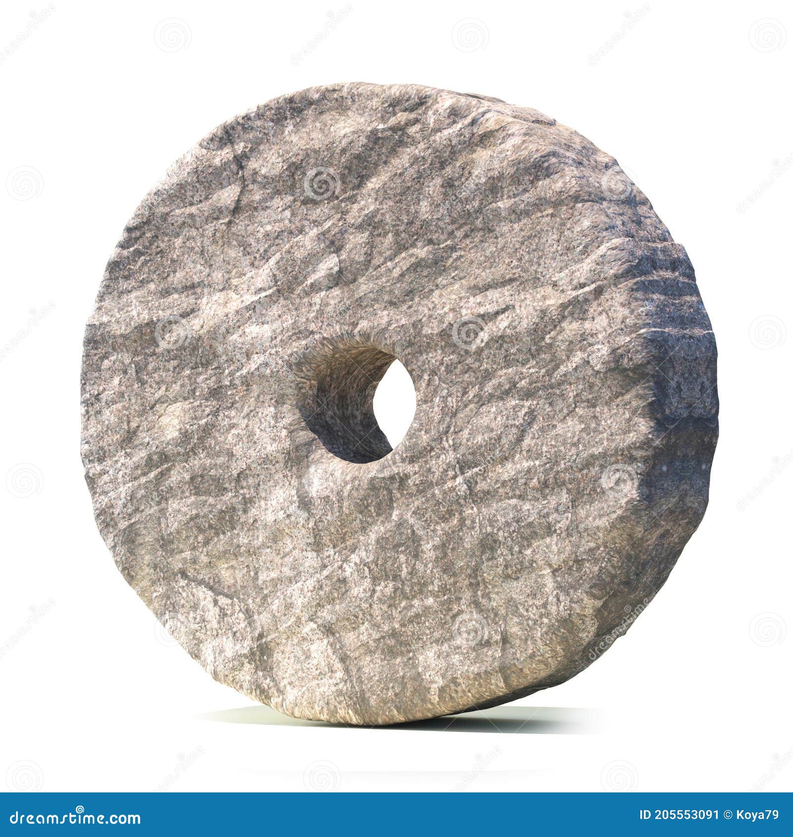 Stone Wheel Isolated on White Background 3d Rendering Stock Image ...