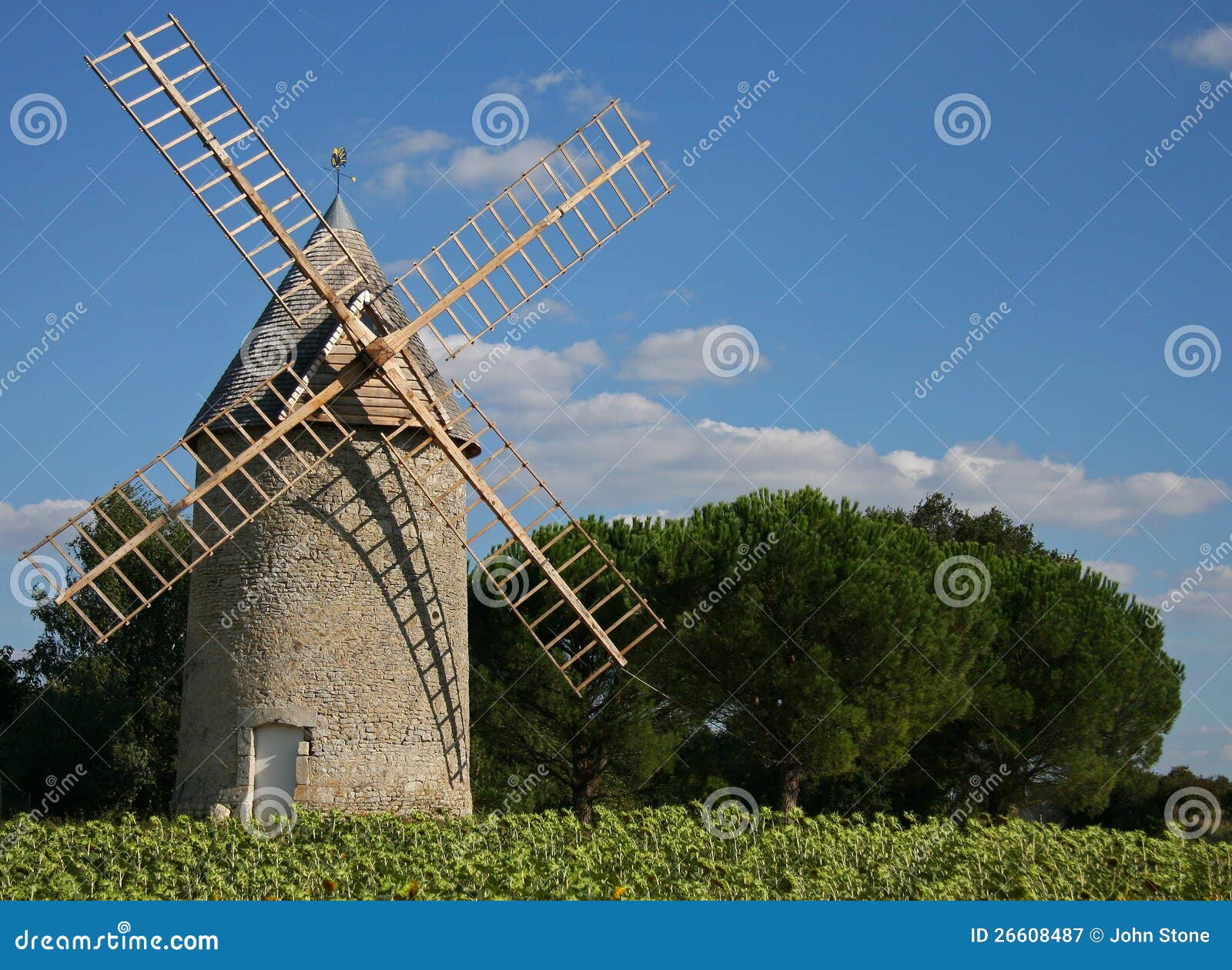 Stone windmill stock image. Image of field, blue, wind - 26608487