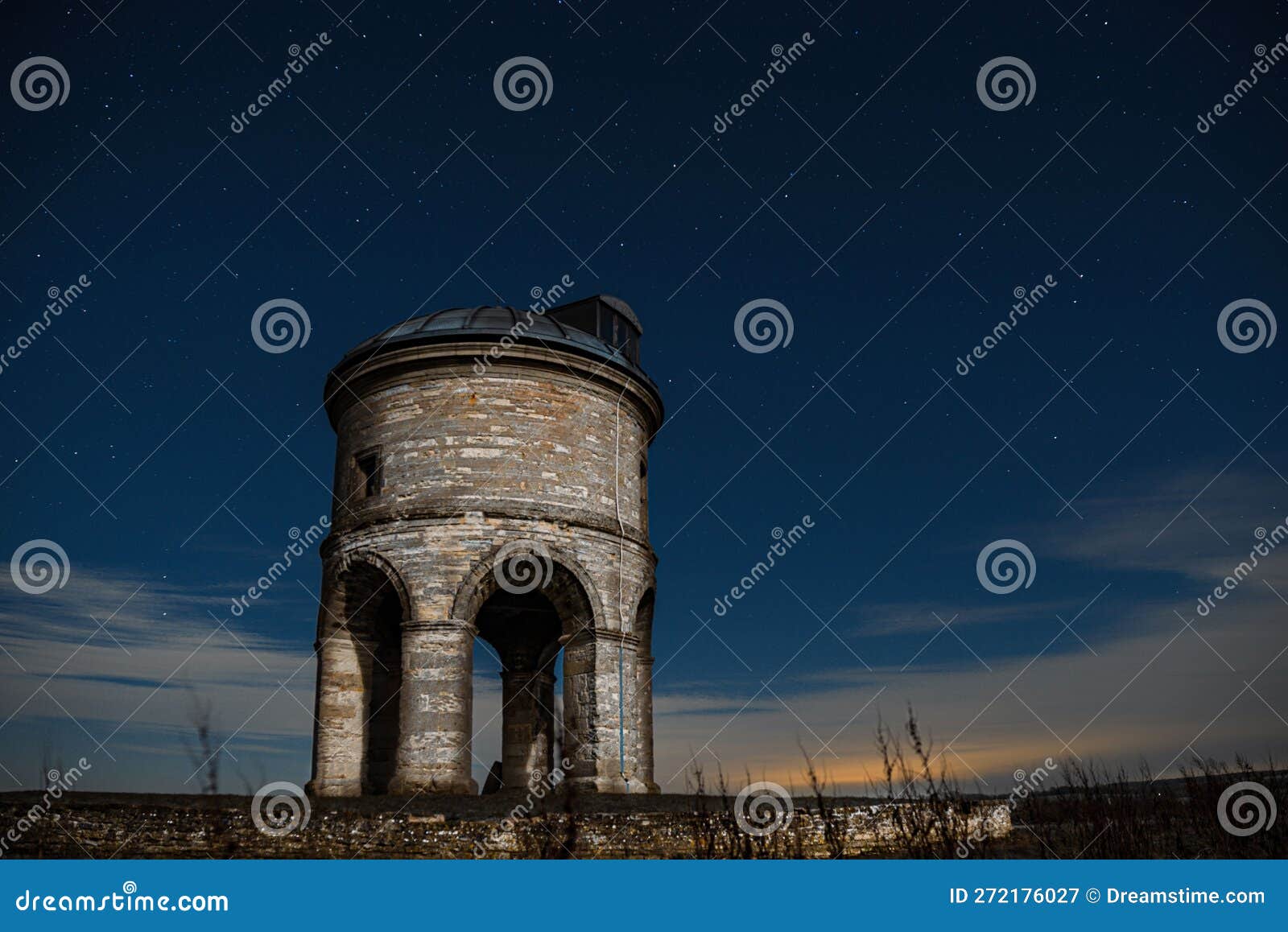 Stone Windmill Tower at Night Stock Image - Image of astrophotography ...