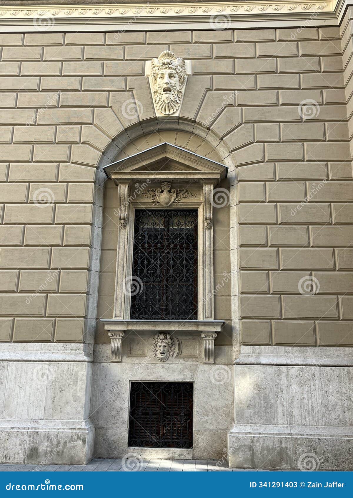 Stone Window with Decorative Mask Stock Image - Image of baroque ...