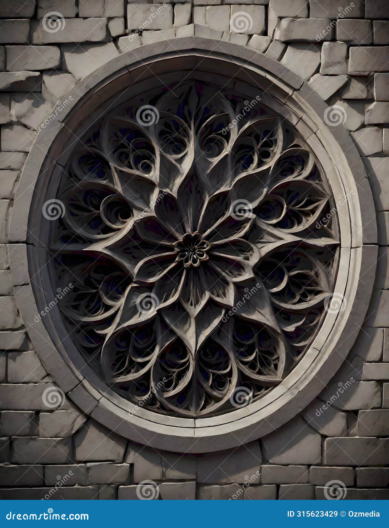 Stone Window Rosette with Multi Layered Patterns, Generated with AI ...
