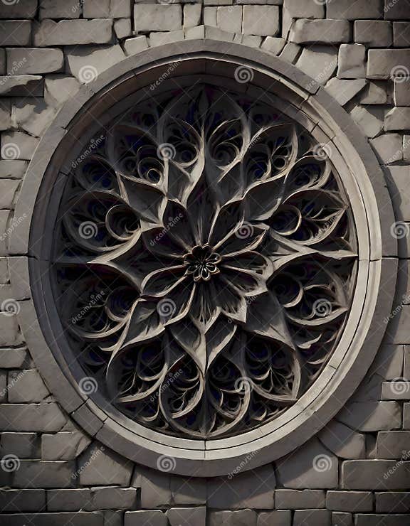Stone Window Rosette with Multi Layered Patterns, Generated with AI ...