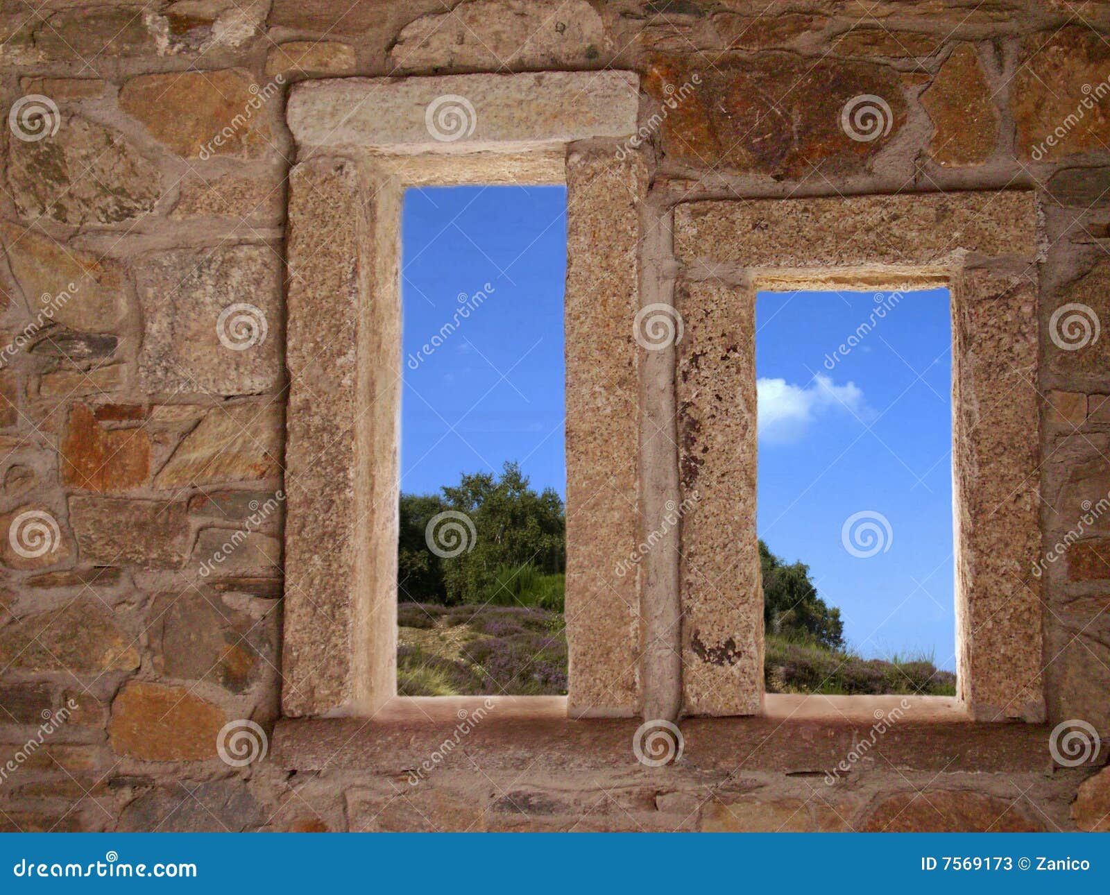Stone windows stock image. Image of cellar, historic, darkly - 7569173