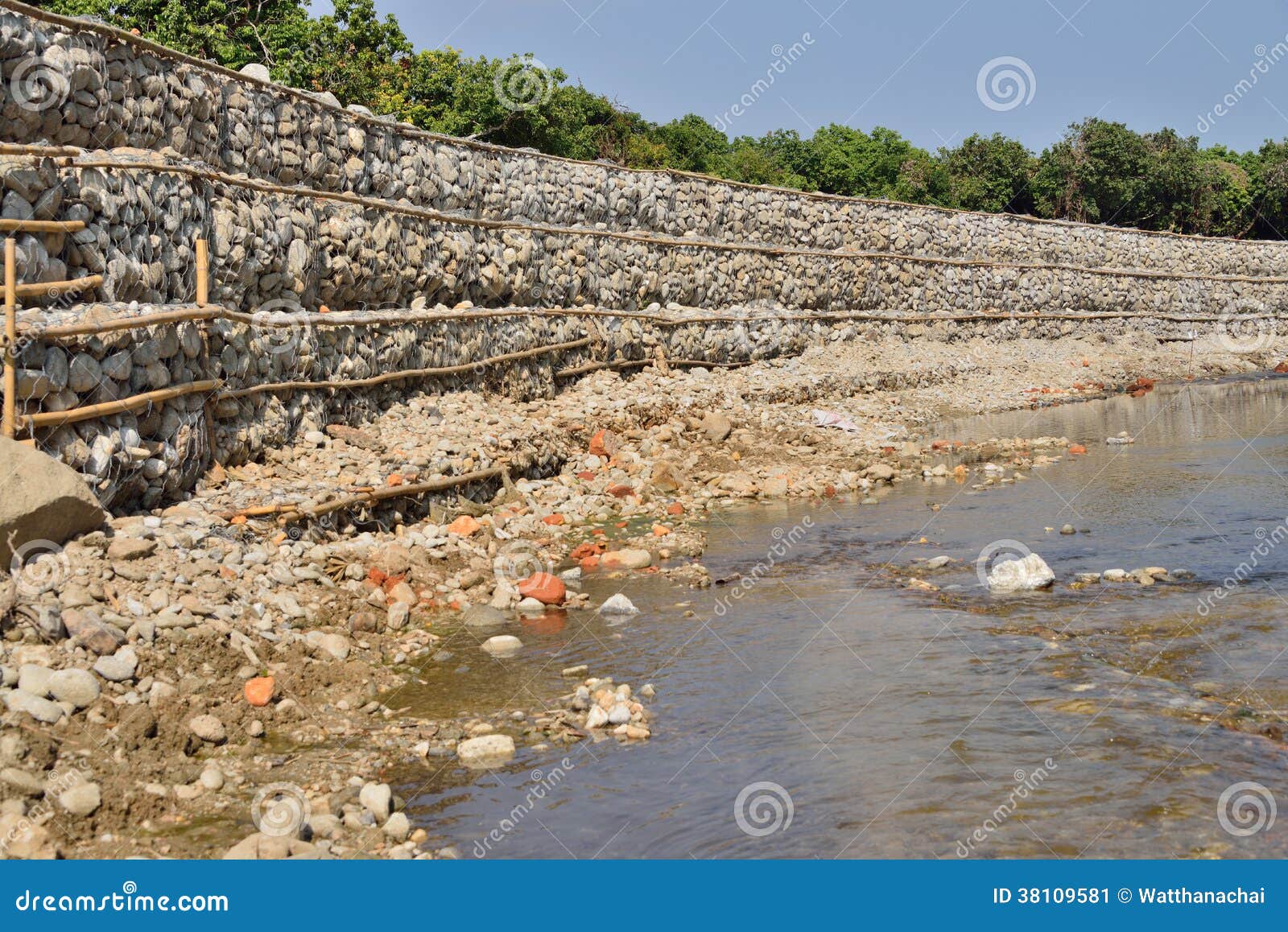 Stone in the wire. stock image. Image of wall, thailand - 38109581