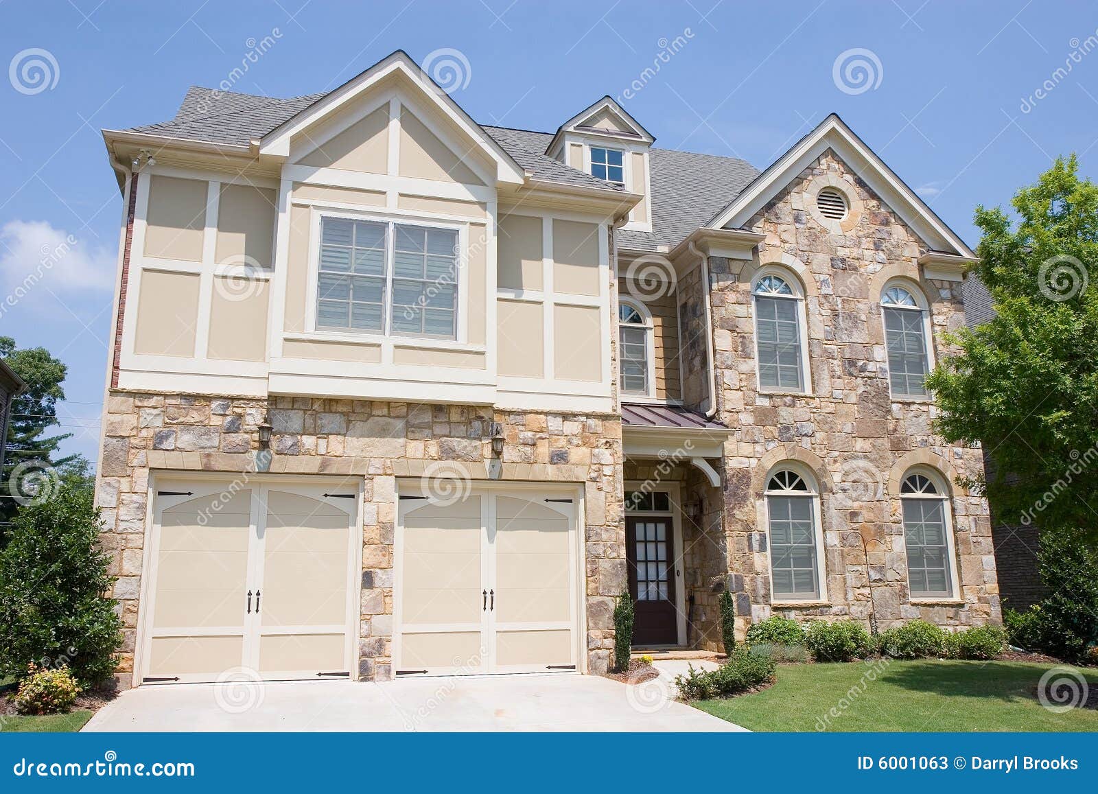 Stone and Wood Frame House stock image. Image of tree - 6001063