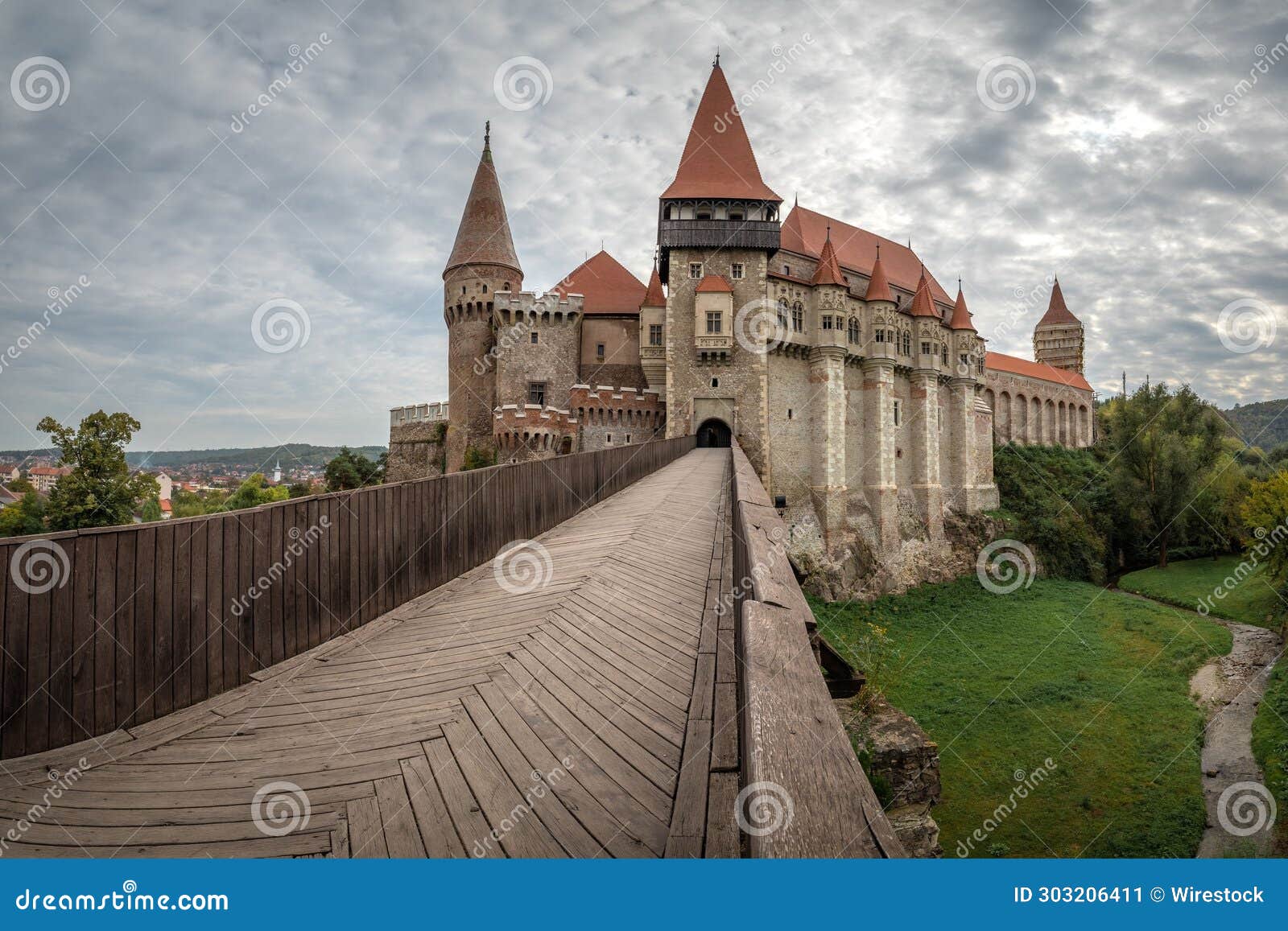 A Stone and Wood Path Going through an Ancient Castle Structure: Corvin ...